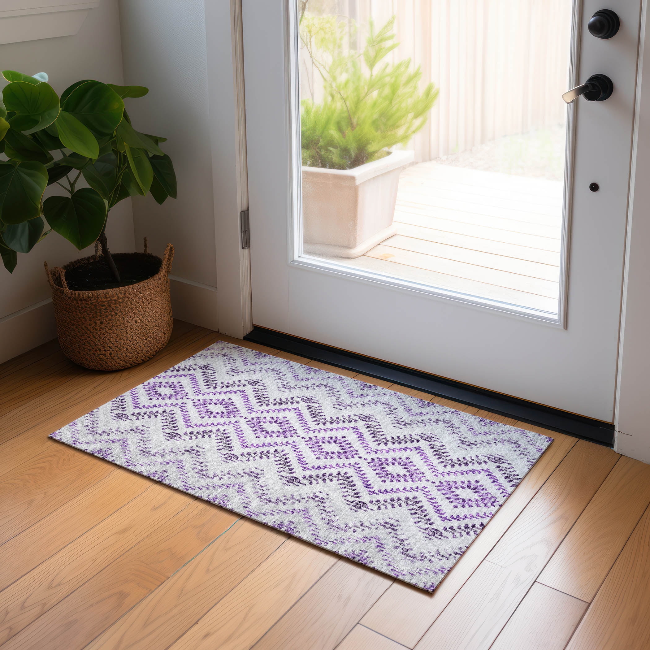 Addison Rugs Chantille Indoor/Outdoor Transitional Geometric Purple ...