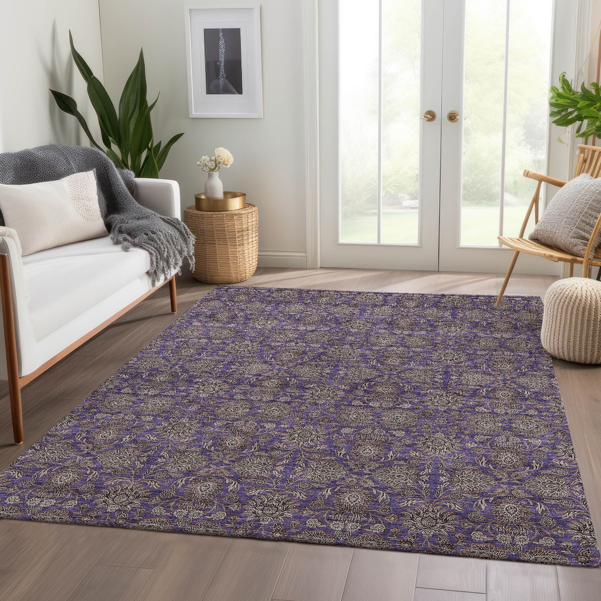 Addison Rugs Chantille Indoor/Outdoor Transitional Floral Purple ...