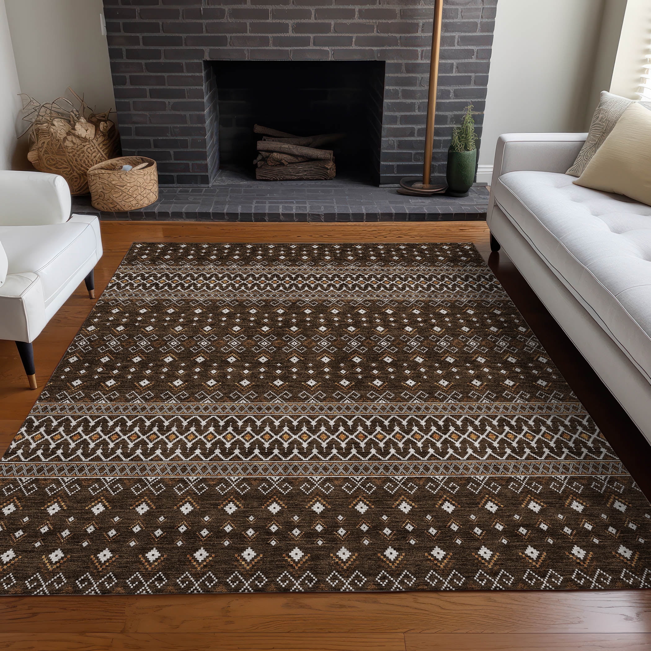 Addison Rugs Chantille Indoor/Outdoor Transitional Boho Chocolate ...