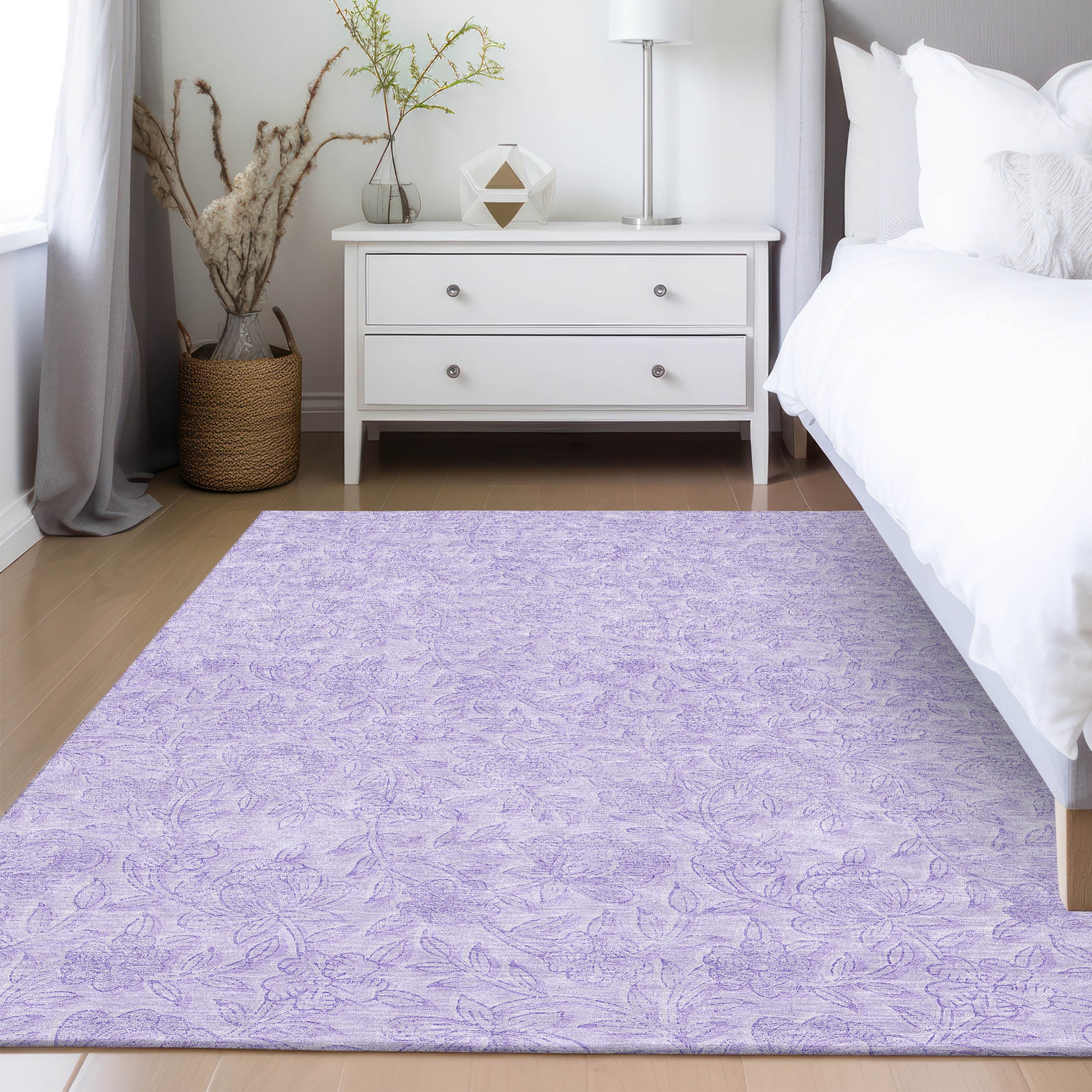 Addison Rugs Chantille Indoor/Outdoor Transitional Floral Lilac ...