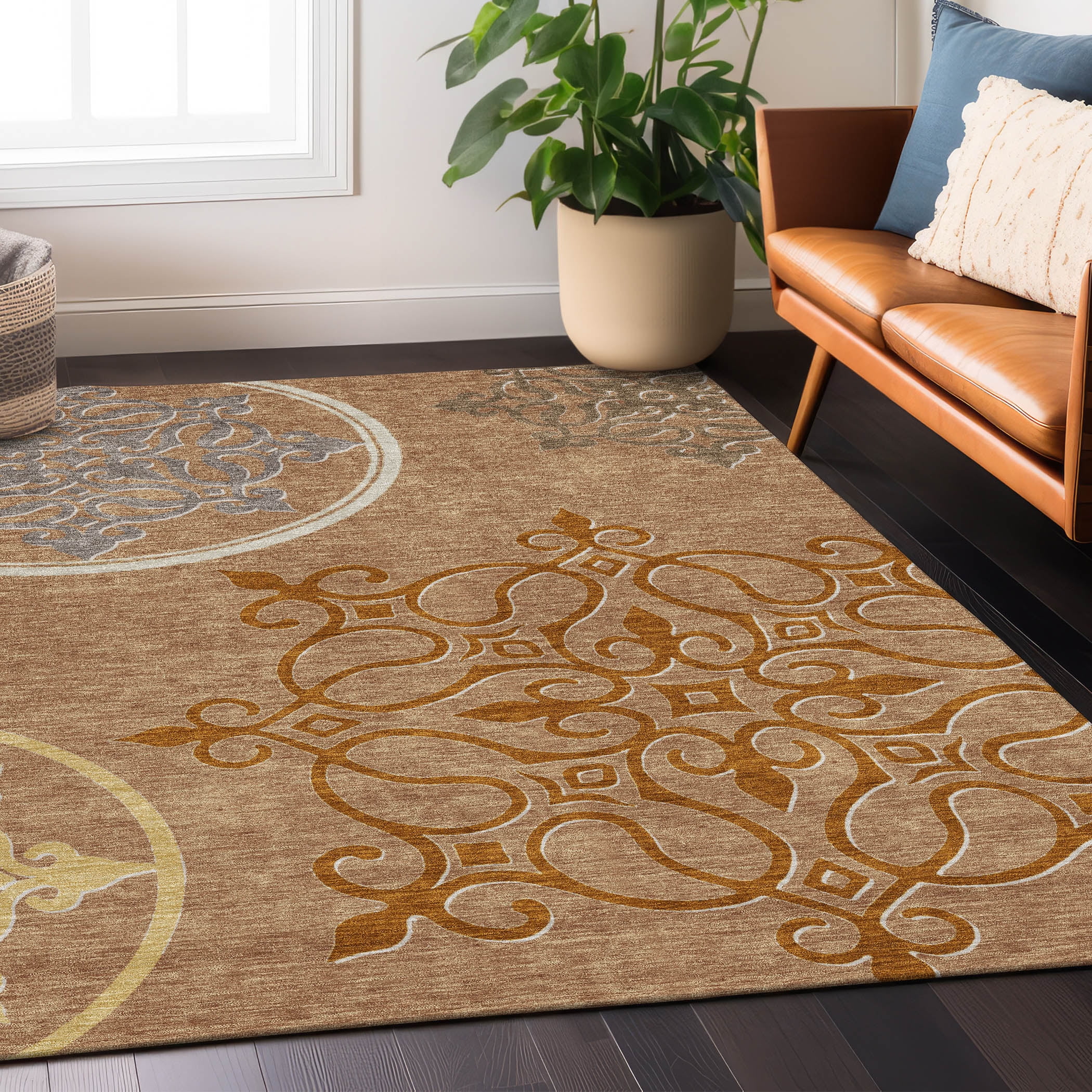 Addison Rugs Chantille Indoor/Outdoor Transitional Scrolls Terracotta Washable Rectangle Rug, 8 ...