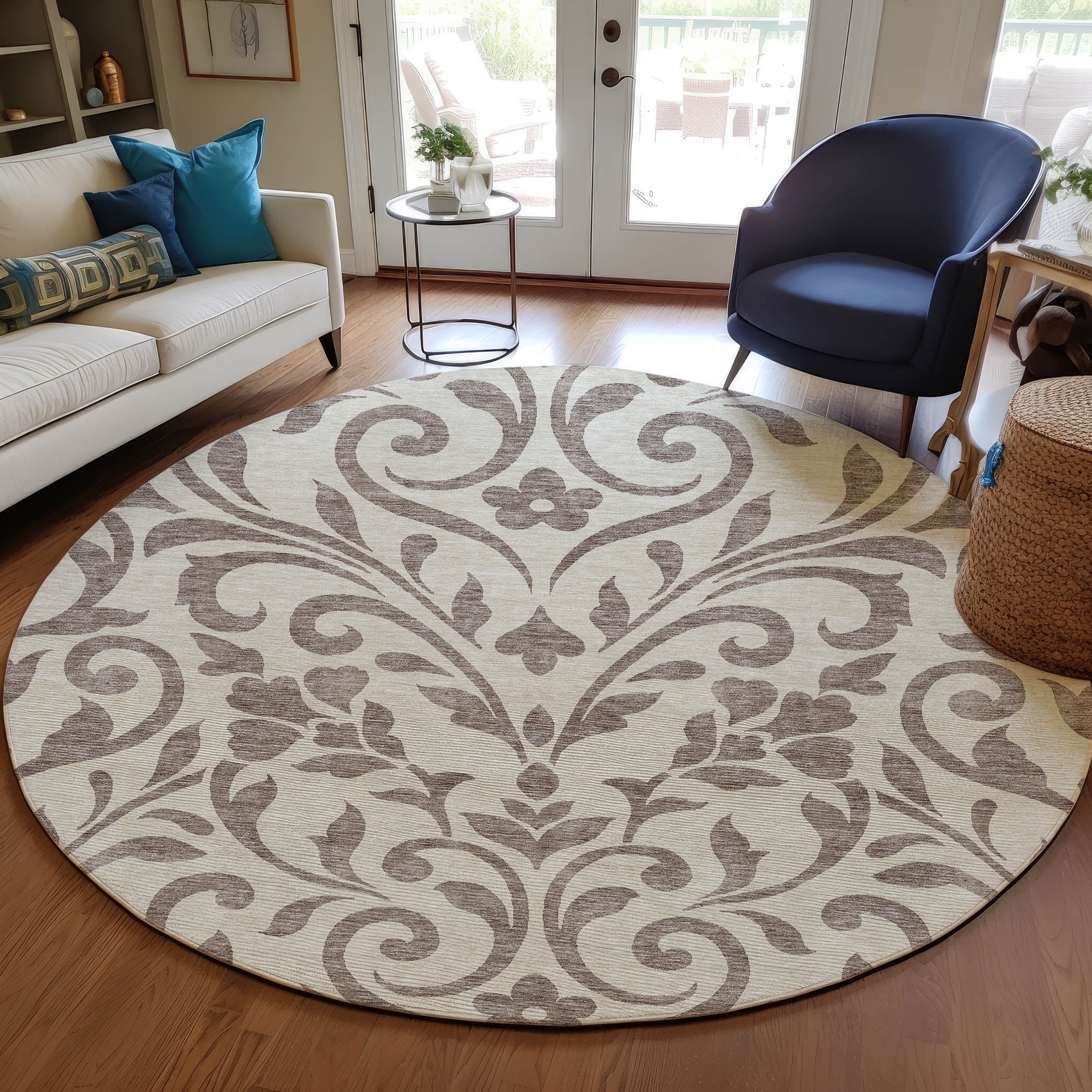 Addison Rugs Chantille Indoor/Outdoor Transitional Floral Taupe ...