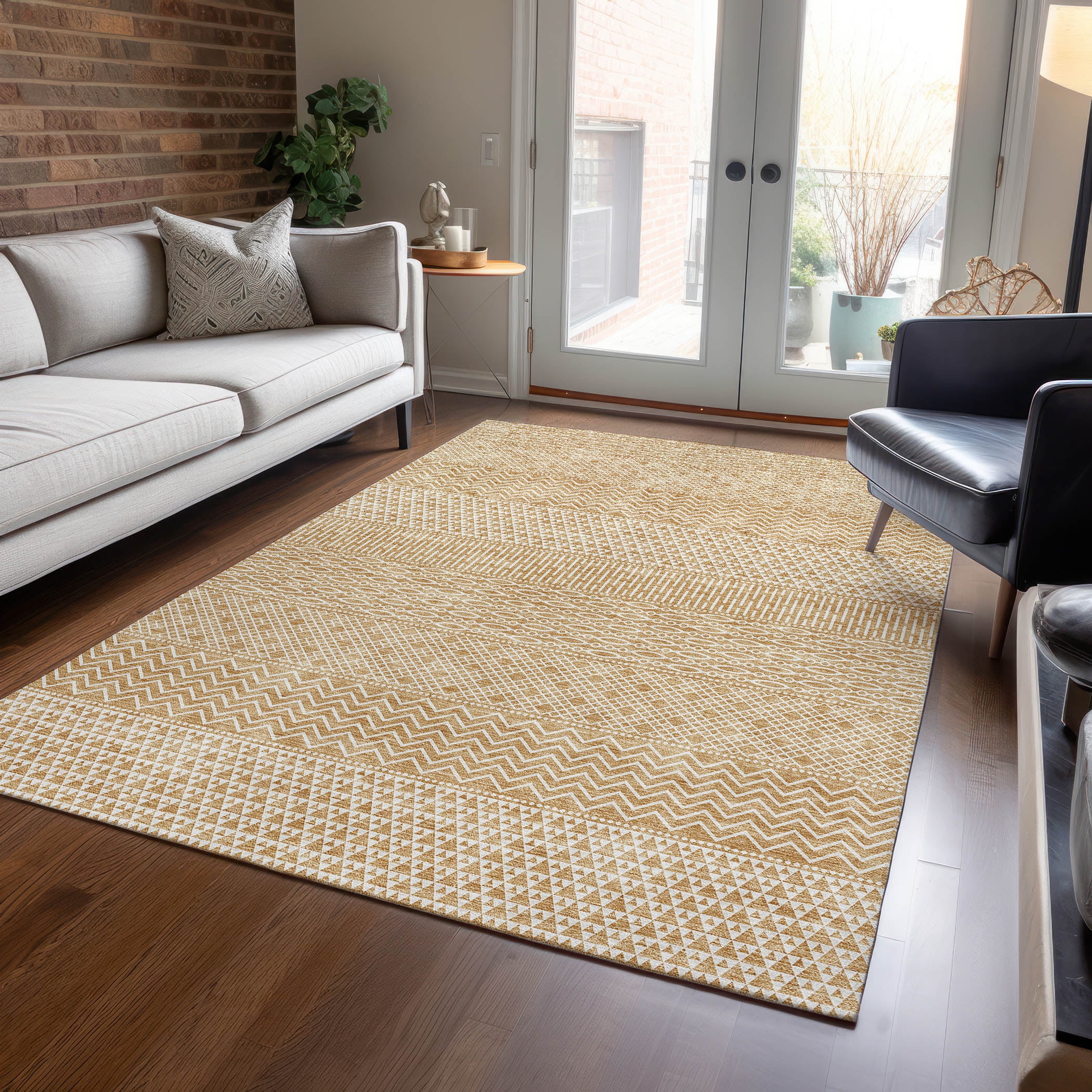 Addison Rugs Chantille Indoor/Outdoor Transitional Stripes Gold ...