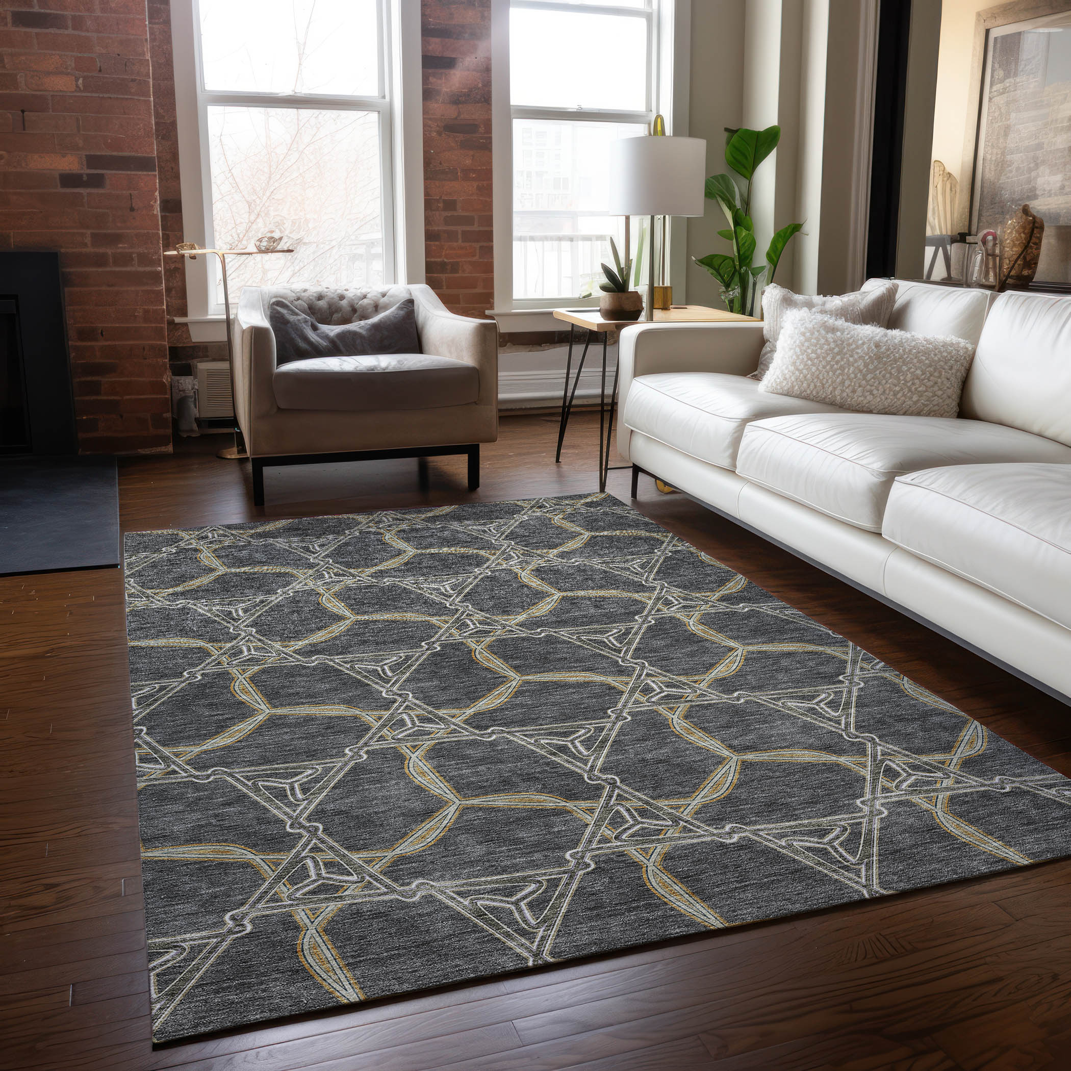 Addison Rugs Chantille ACN959 Charcoal 10' x 14' Indoor Outdoor Area ...