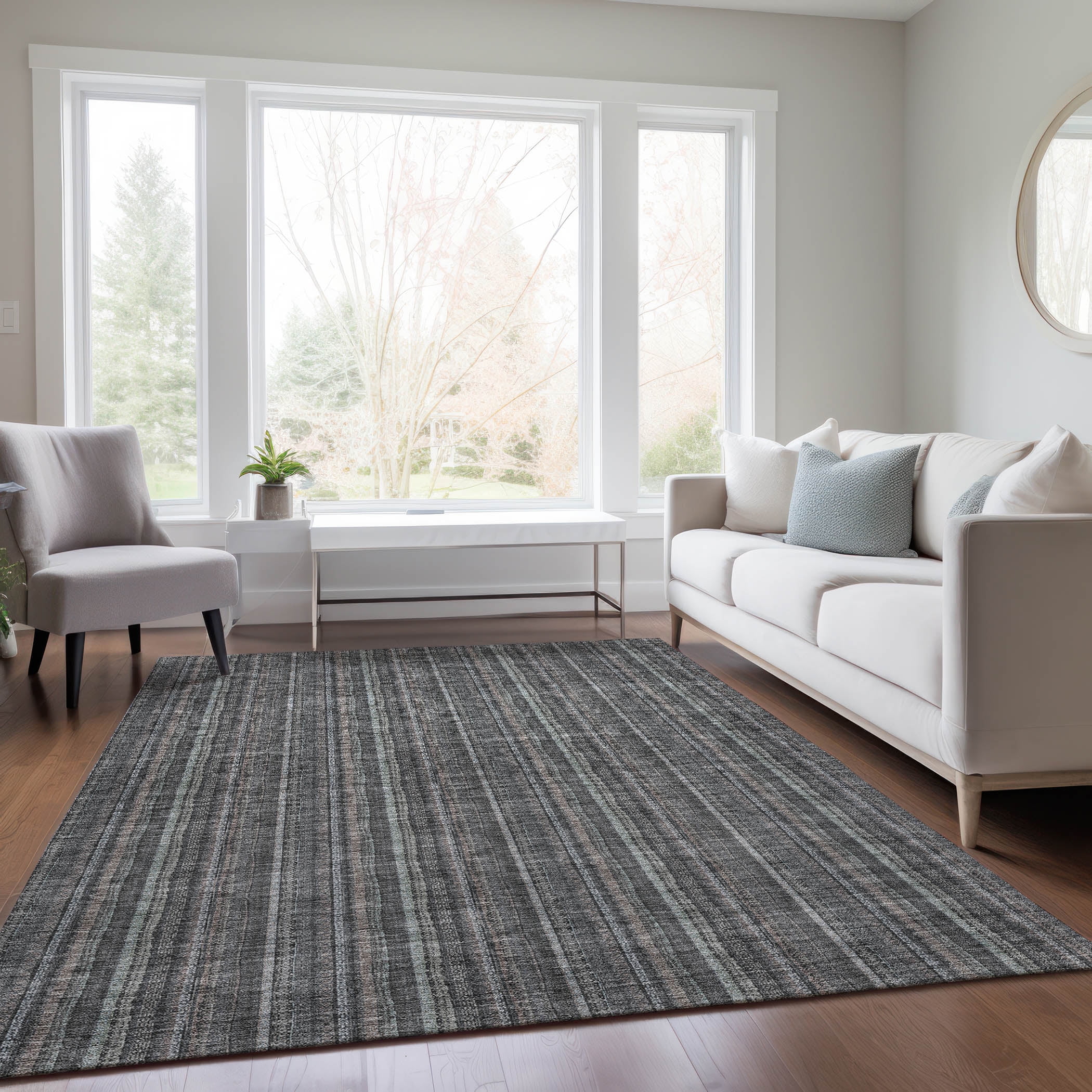 Addison Rugs Chantille Indoor/Outdoor Transitional Stripes Gray ...