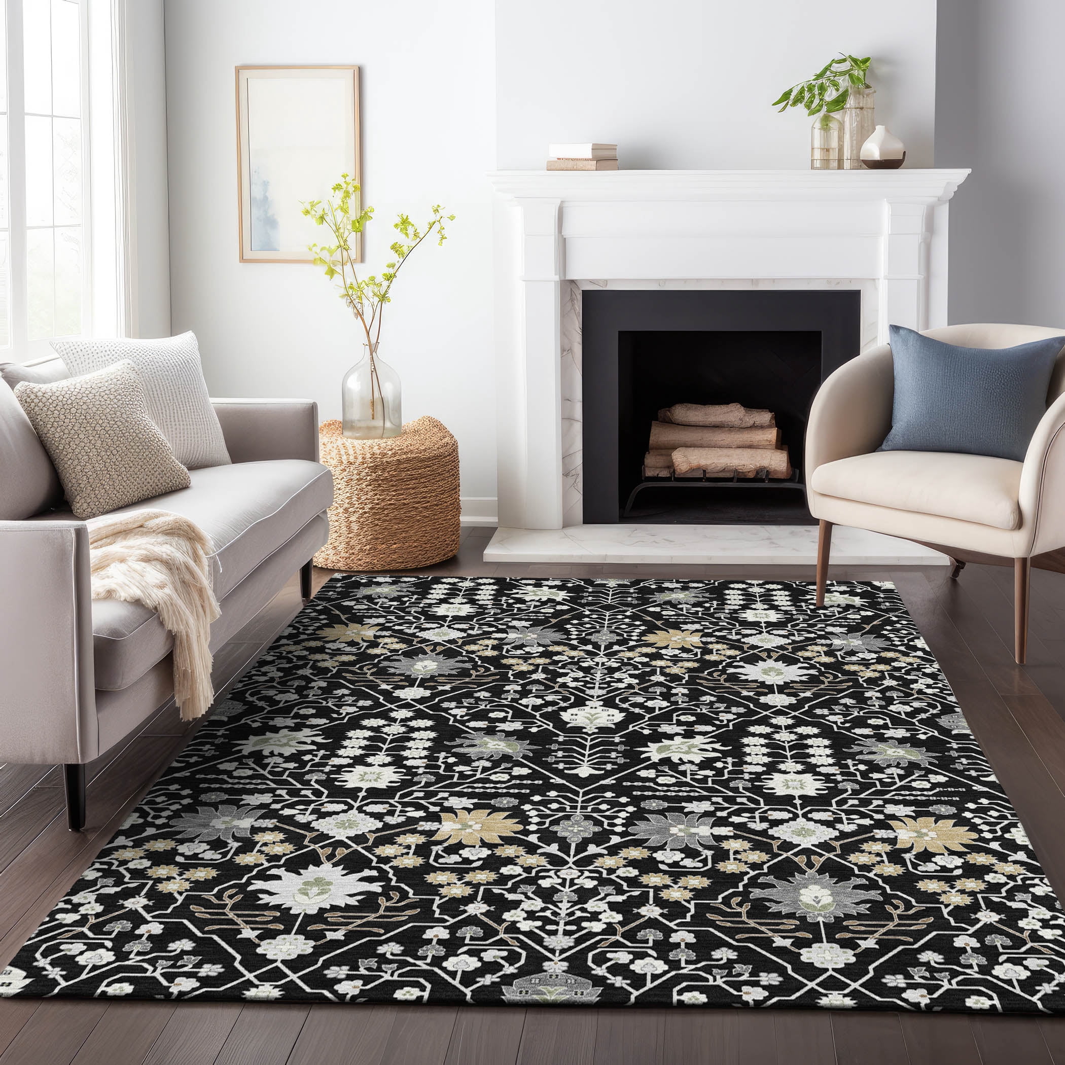 Addison Rugs Chantille Indoor/Outdoor Modern Abstract Black Washable ...