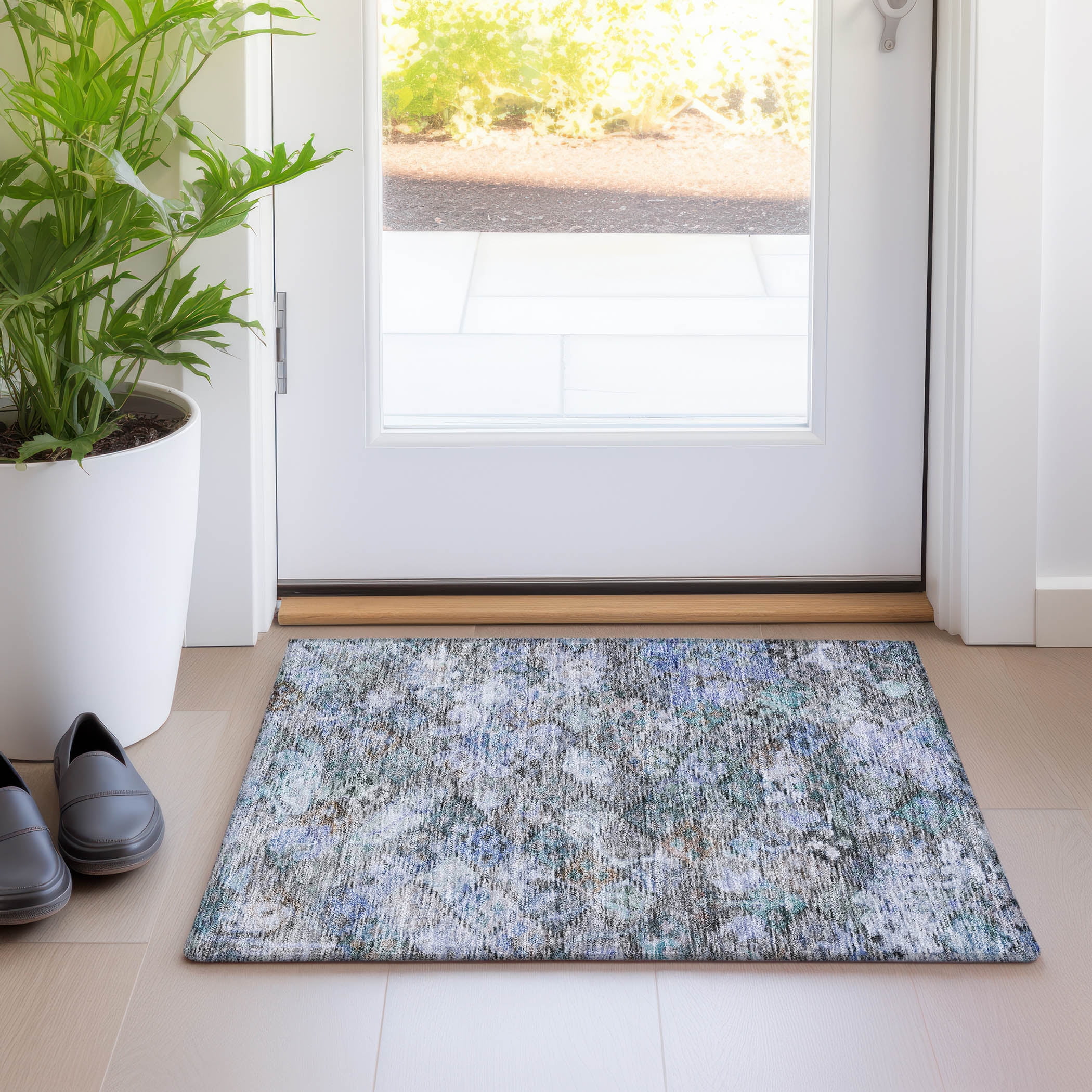 Addison Rugs Chantille Indoor/Outdoor Traditional Global Blue Washable ...