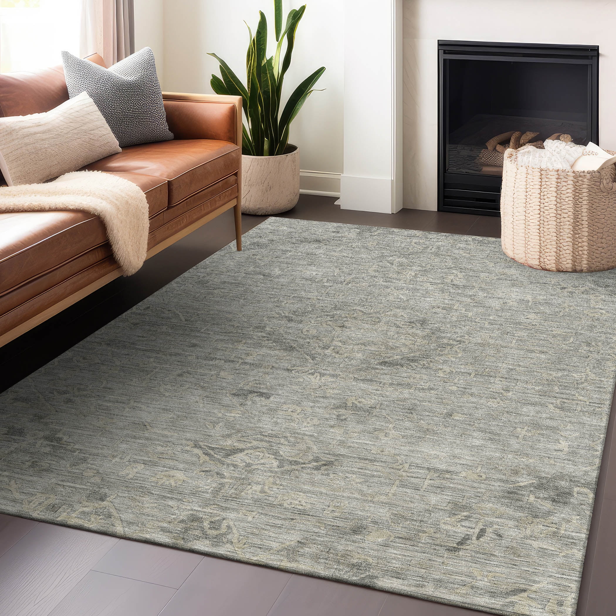 Addison Rugs Chantille Indoor/Outdoor Traditional Global Pewter Washable Rectangle Rug, 8' x 10 ...