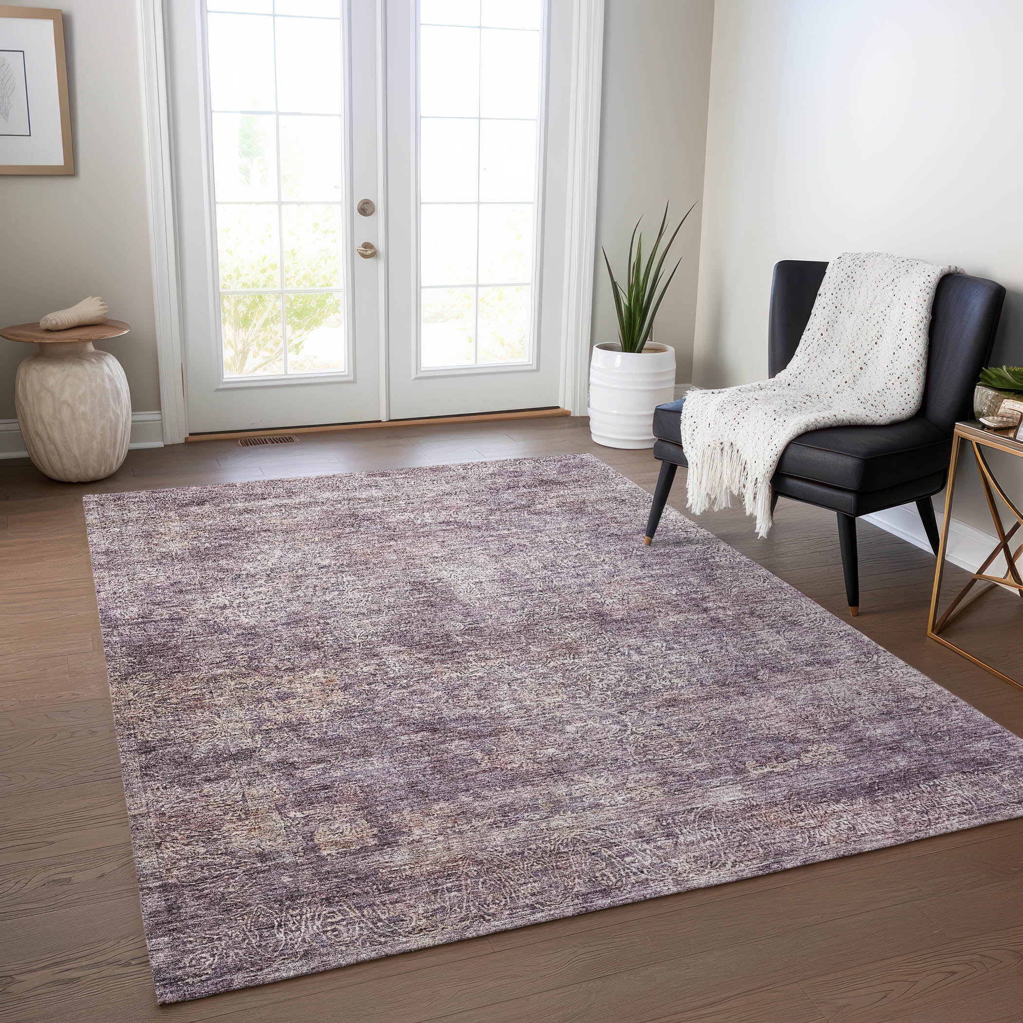 Addison Rugs Chantille Indoor/Outdoor Traditional Global Plum Washable ...