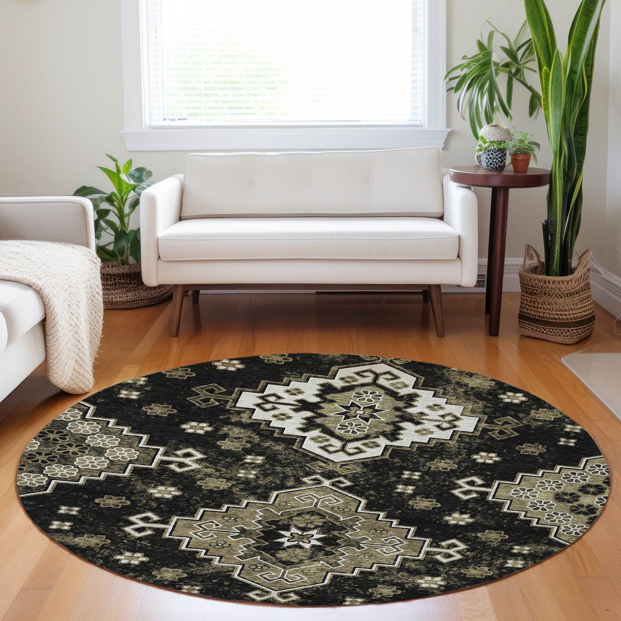 Addison Rugs Chantille Indoor/Outdoor Traditional Medallions Black ...