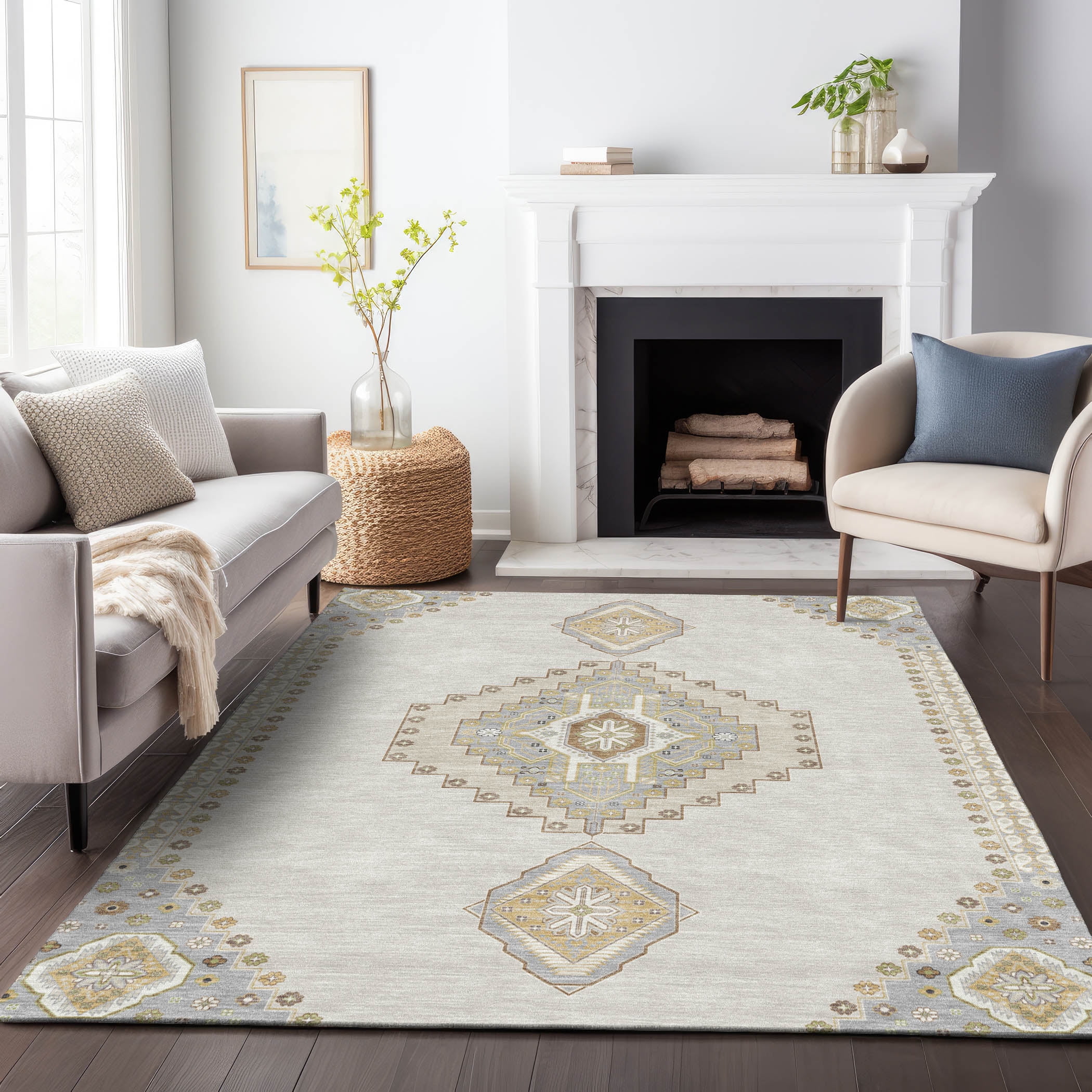 Addison Rugs Chantille Indoor/Outdoor Traditional Vintage Ivory ...