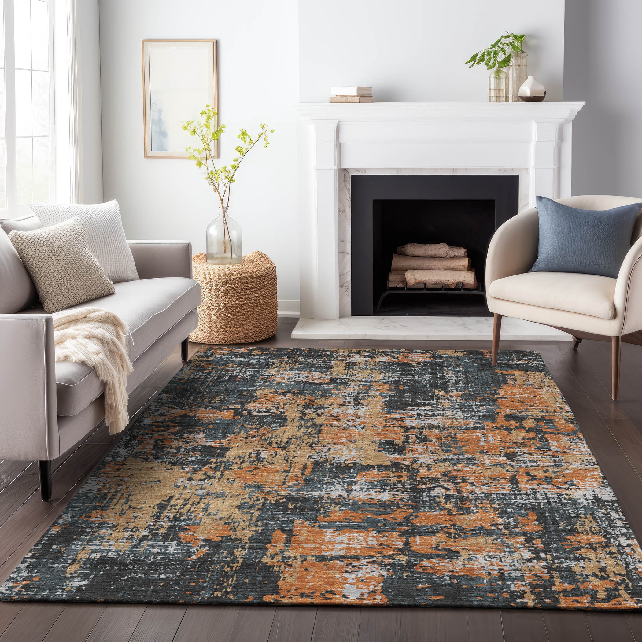 Addison Rugs Chantille Indoor/Outdoor Transitional Abstract Charcoal ...