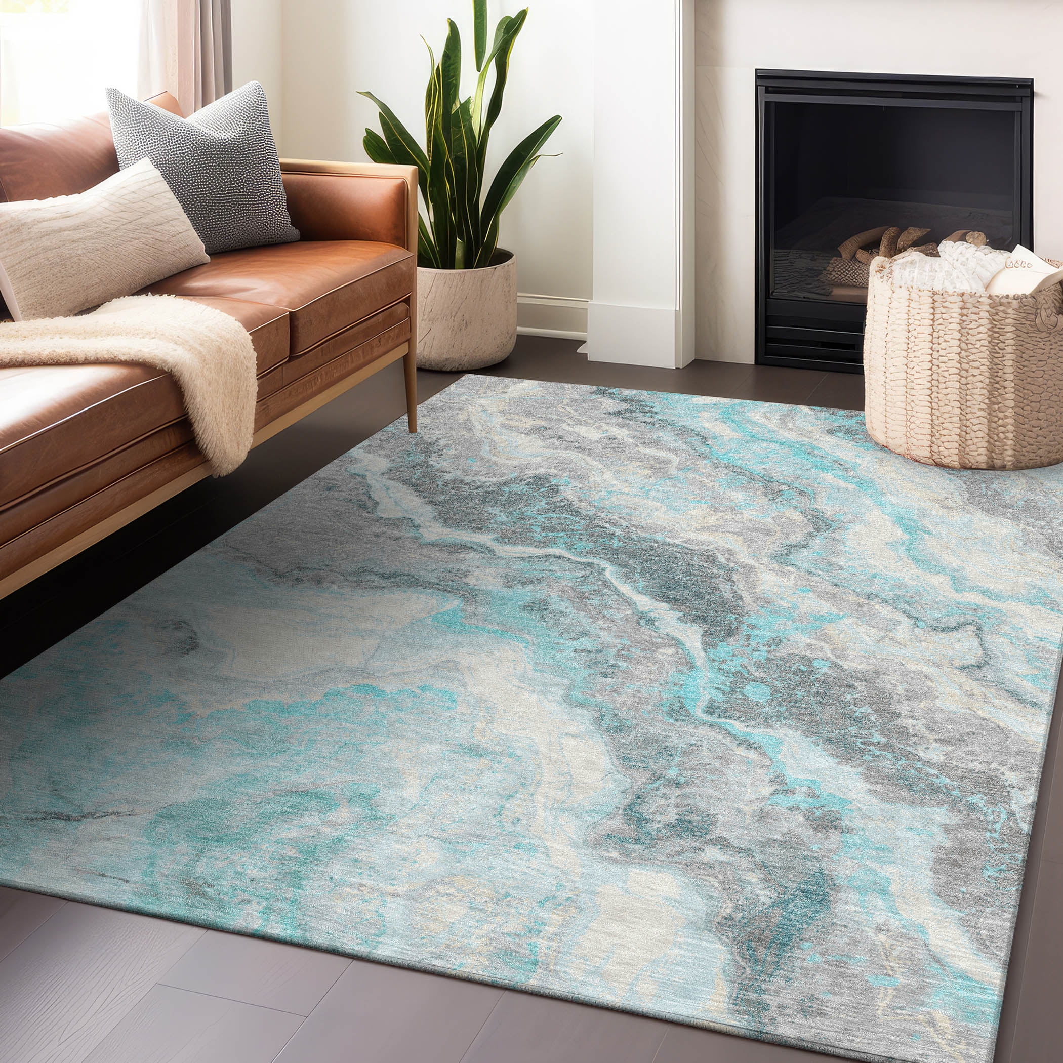 Addison Rugs Chantille Indoor/Outdoor Transitional Abstract Teal ...