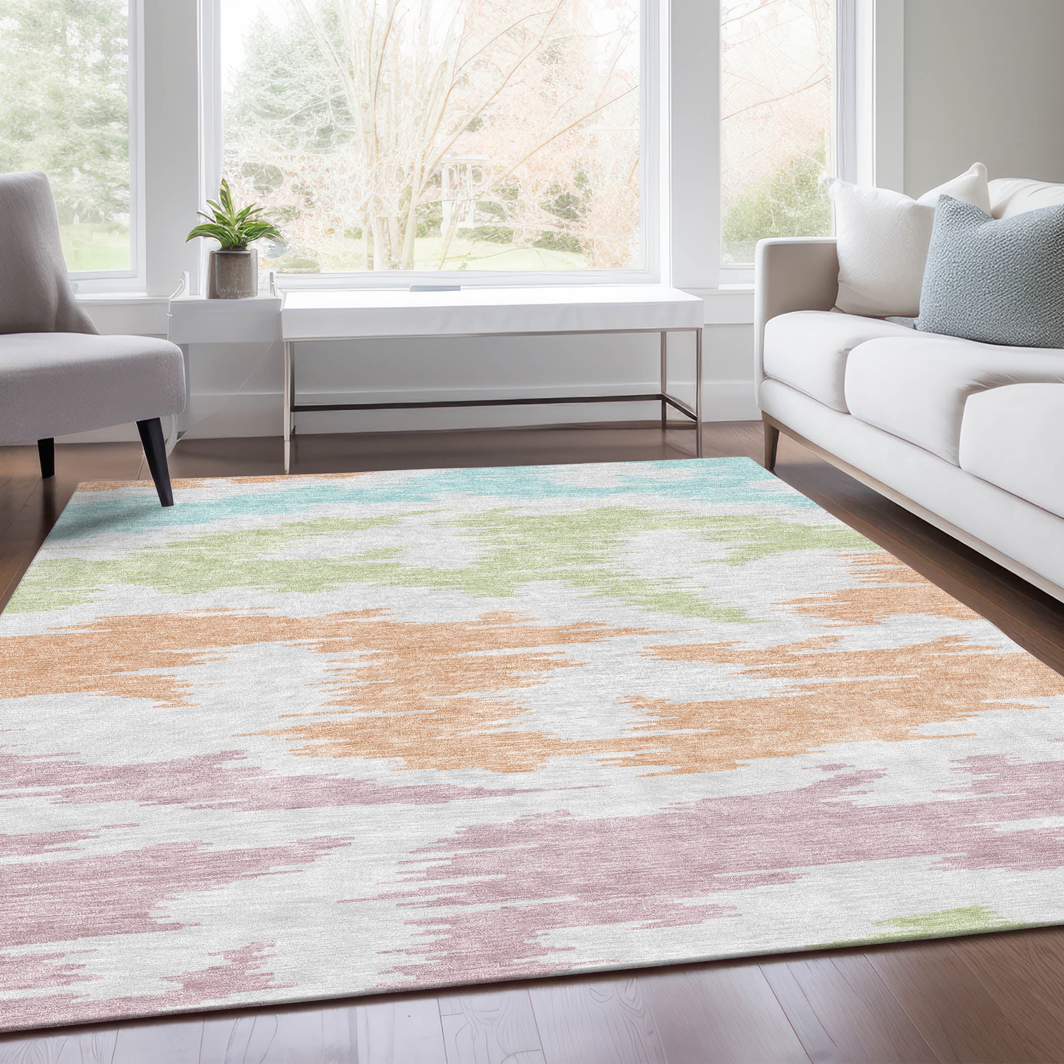 Addison Rugs Chantille Indoor/Outdoor Transitional Abstract White ...
