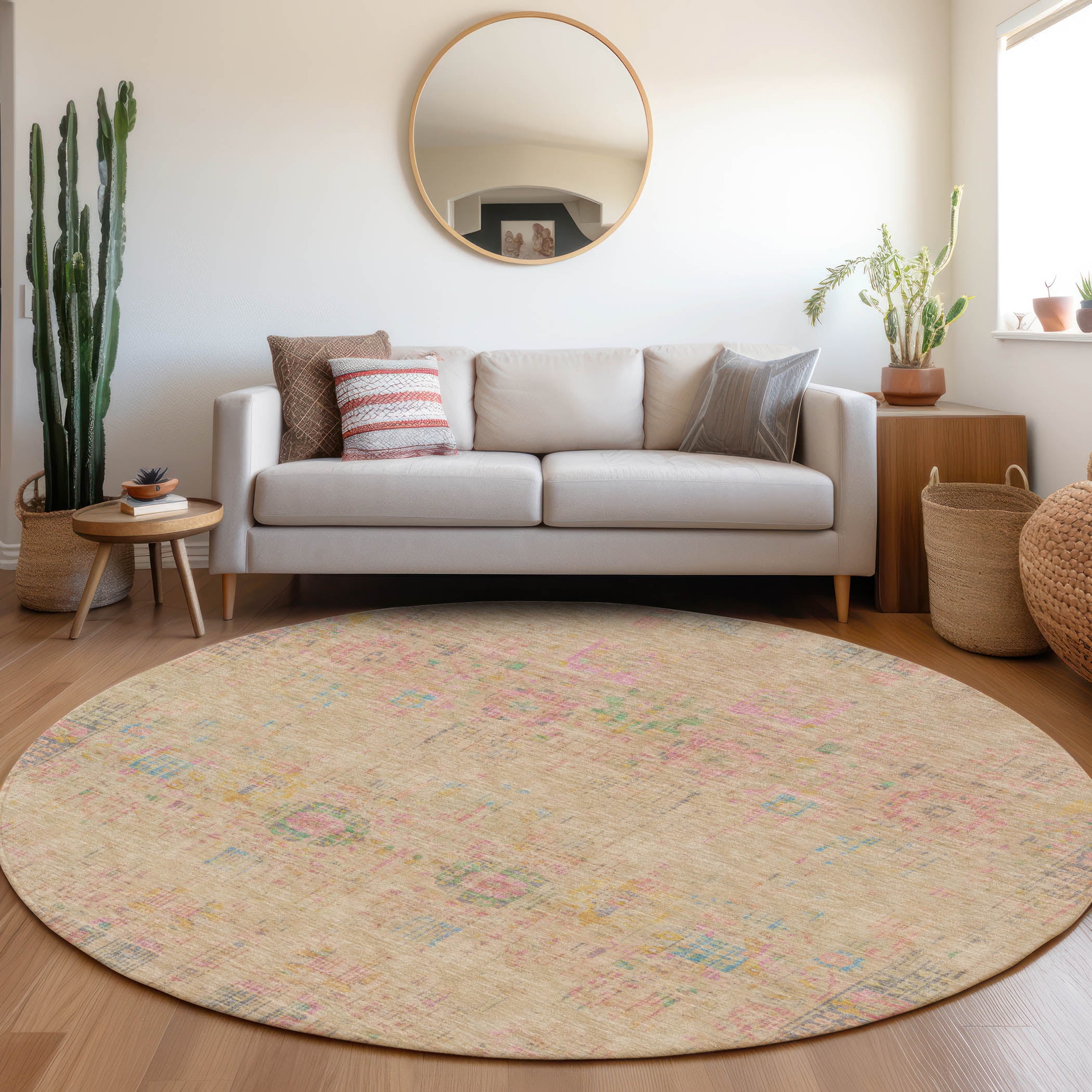 Addison Rugs Chantille Indoor/Outdoor Transitional Border Tan Machine ...