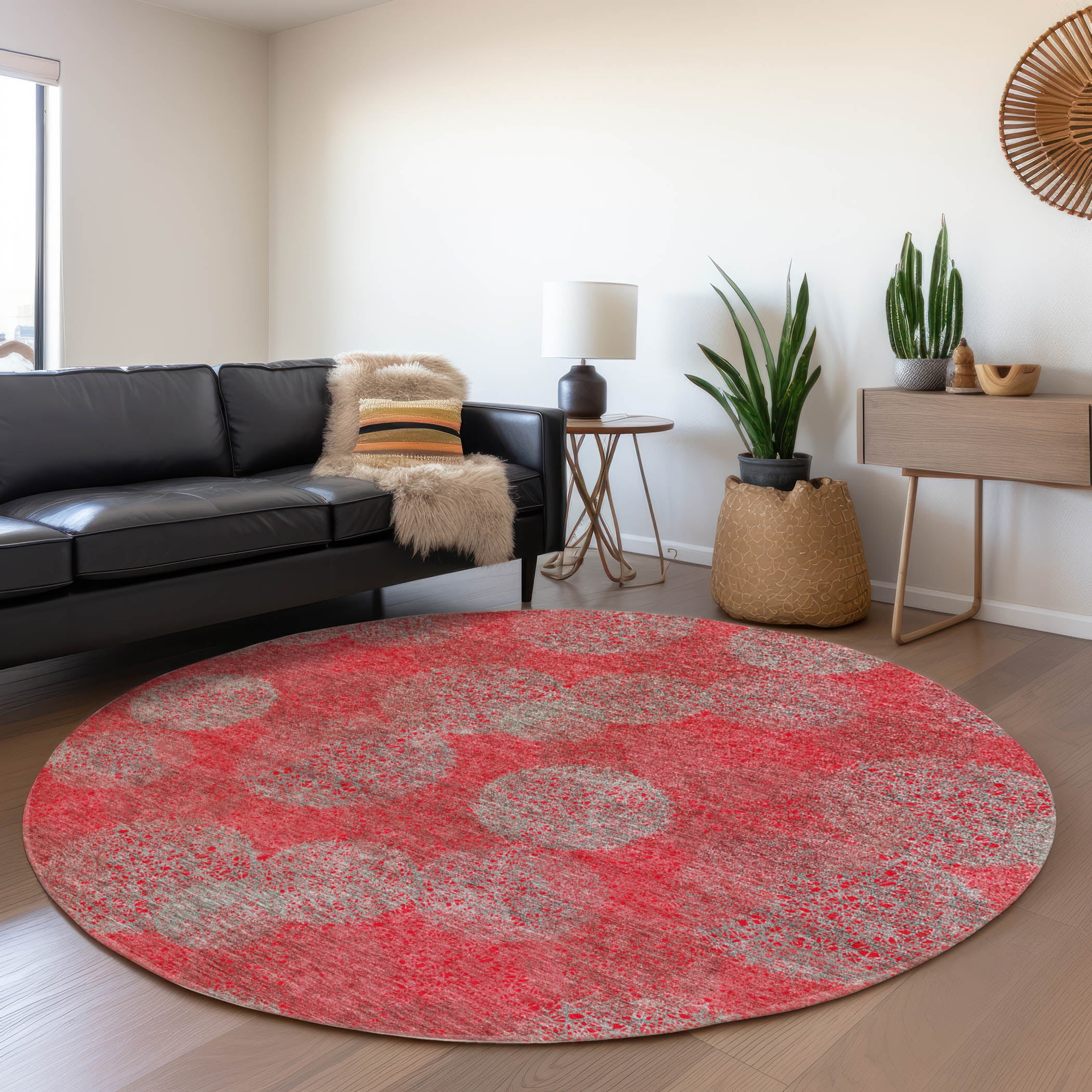 Addison Rugs Chantille Indoor/Outdoor Transitional Circles Red Washable ...