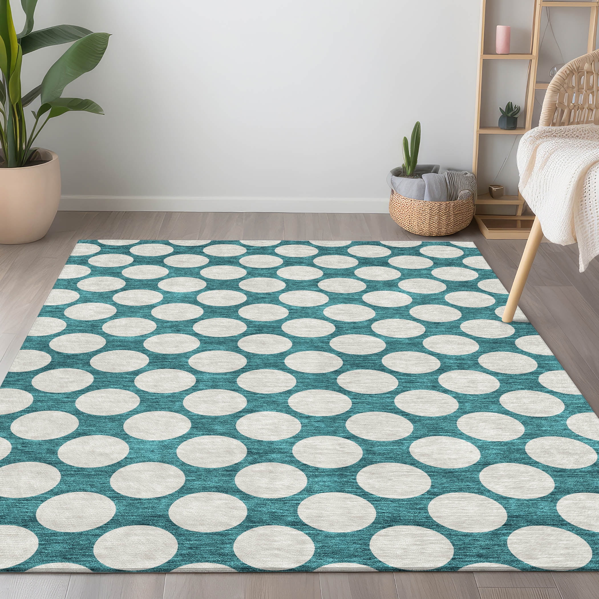 Addison Rugs Chantille Indoor/Outdoor Transitional Circles Teal ...