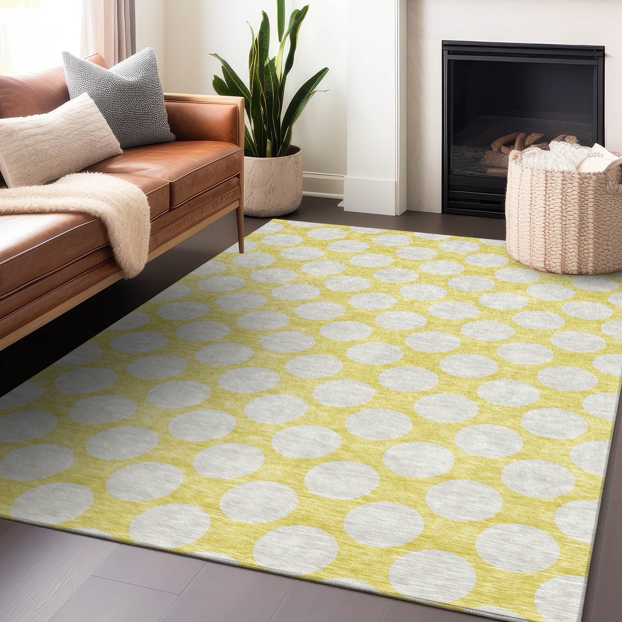 Addison Rugs Chantille Indoor/Outdoor Transitional Circles Yellow ...