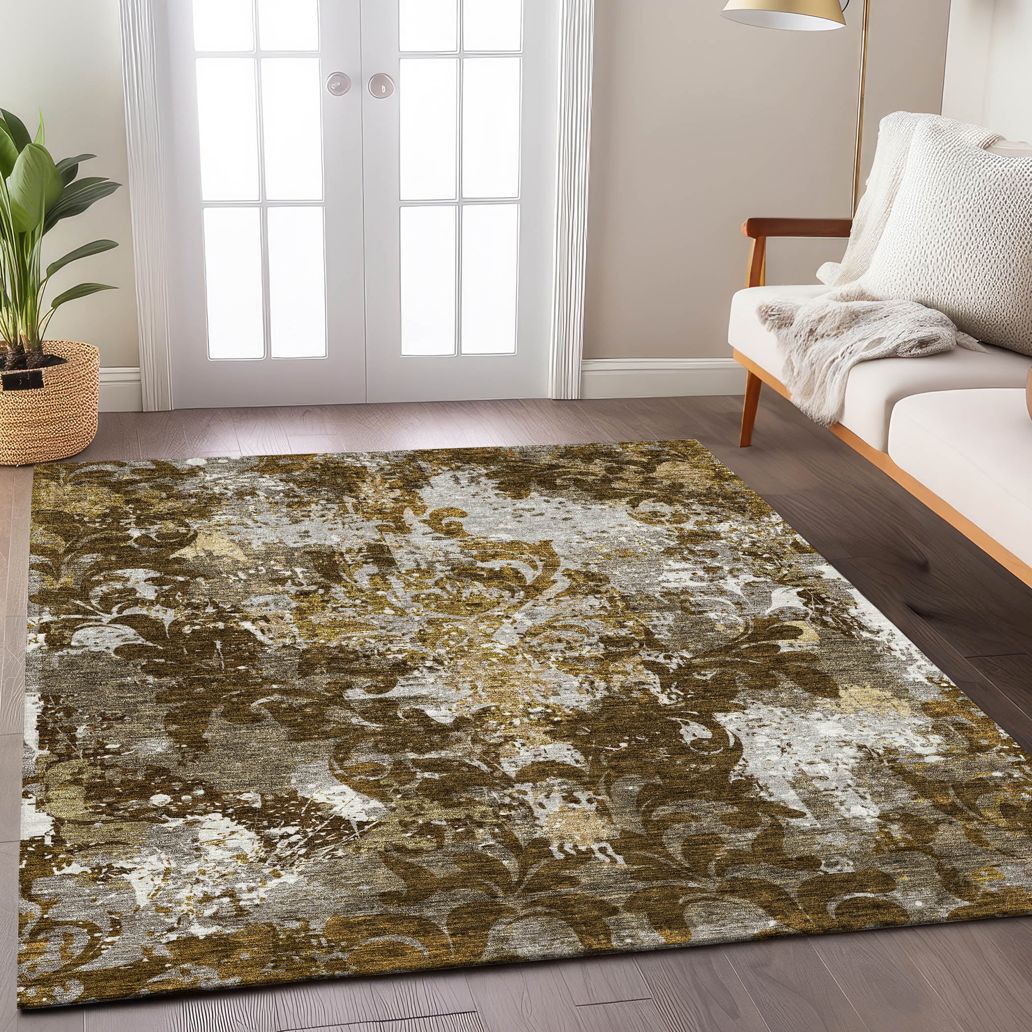 Addison Rugs Chantille Indoor/Outdoor Transitional Damask Brown ...