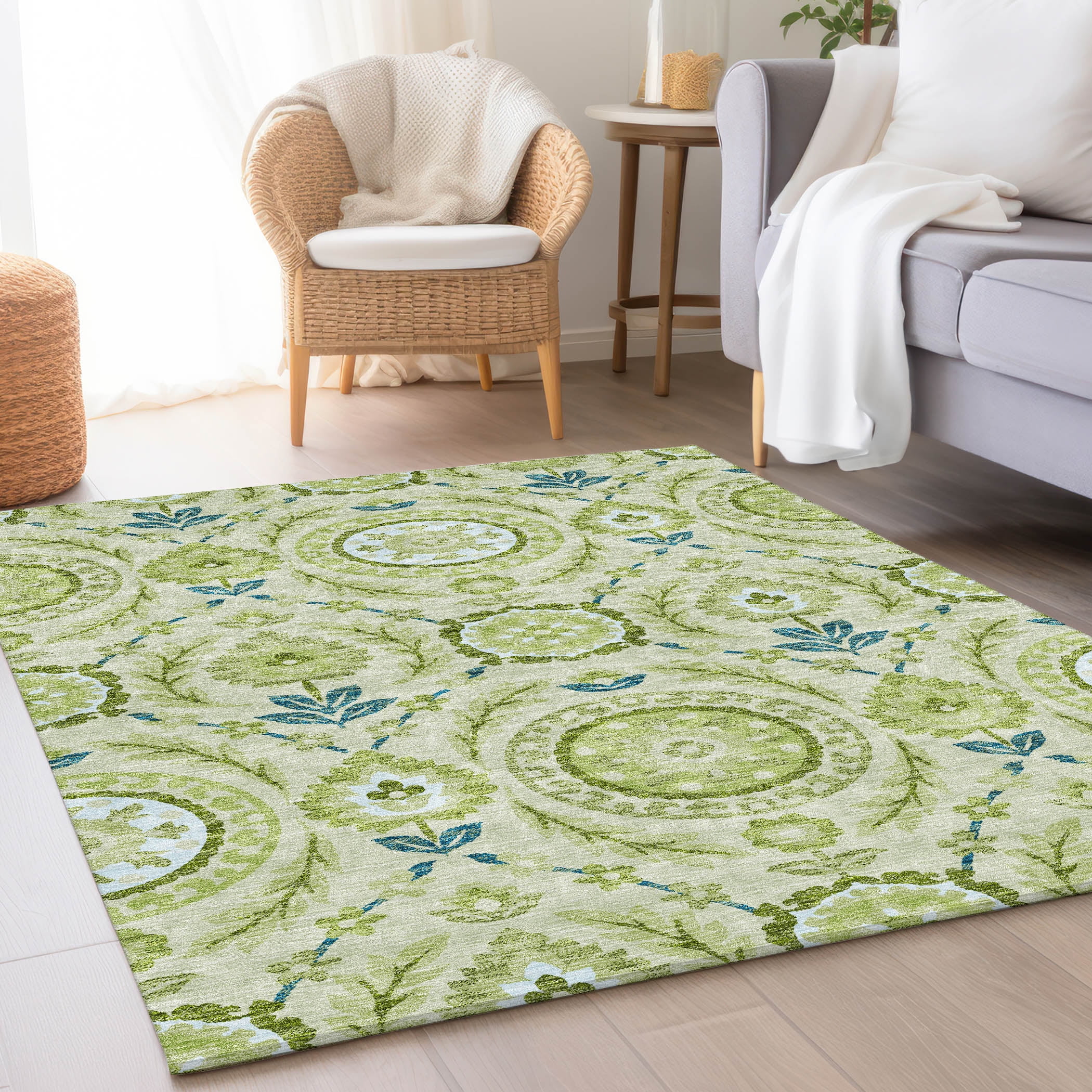 Addison Rugs Chantille Indoor/Outdoor Transitional Floral Aloe Washable ...