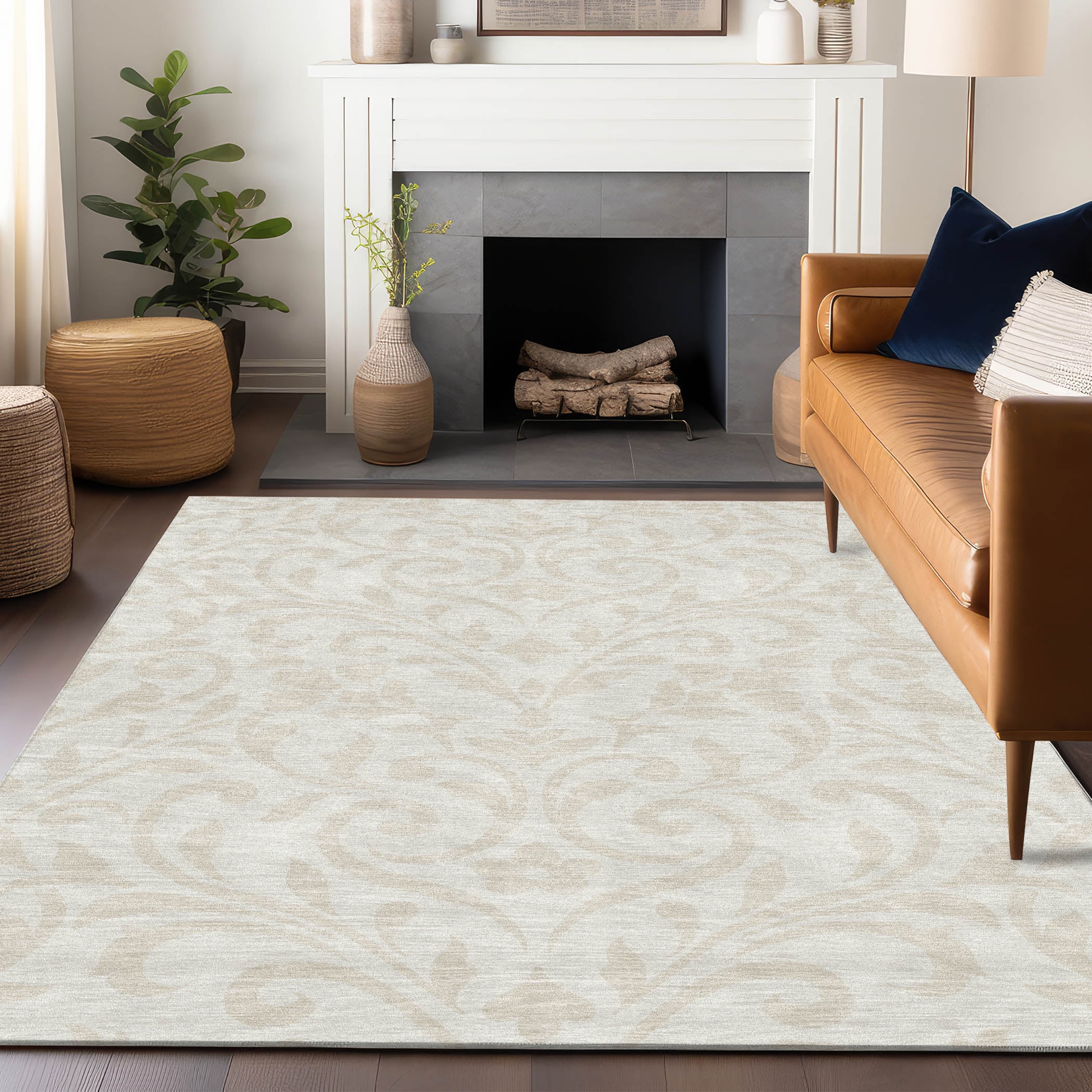 Addison Rugs Chantille Indoor/Outdoor Transitional Floral Ivory ...
