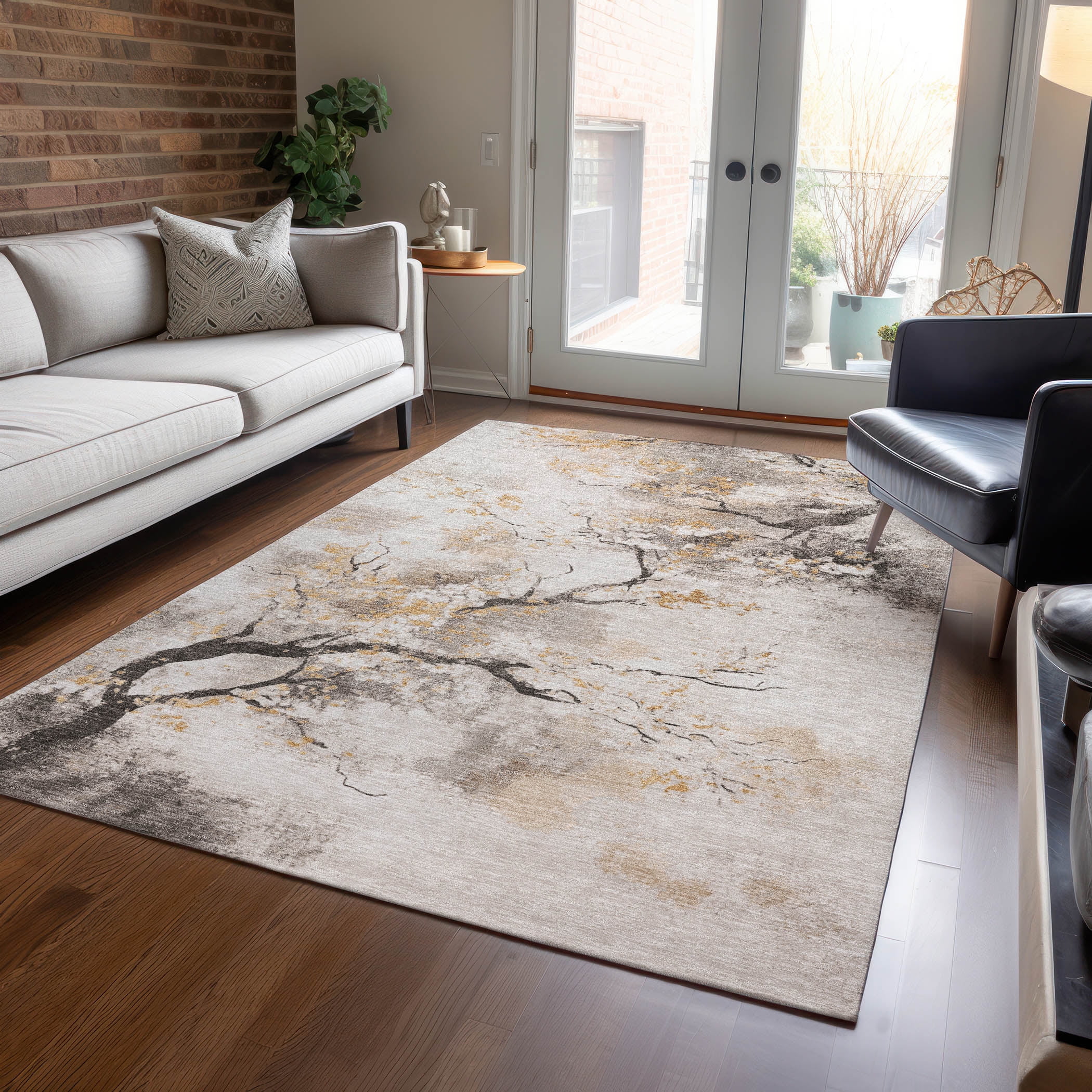 Addison Rugs Chantille Indoor/Outdoor Transitional Floral Putty Machine ...