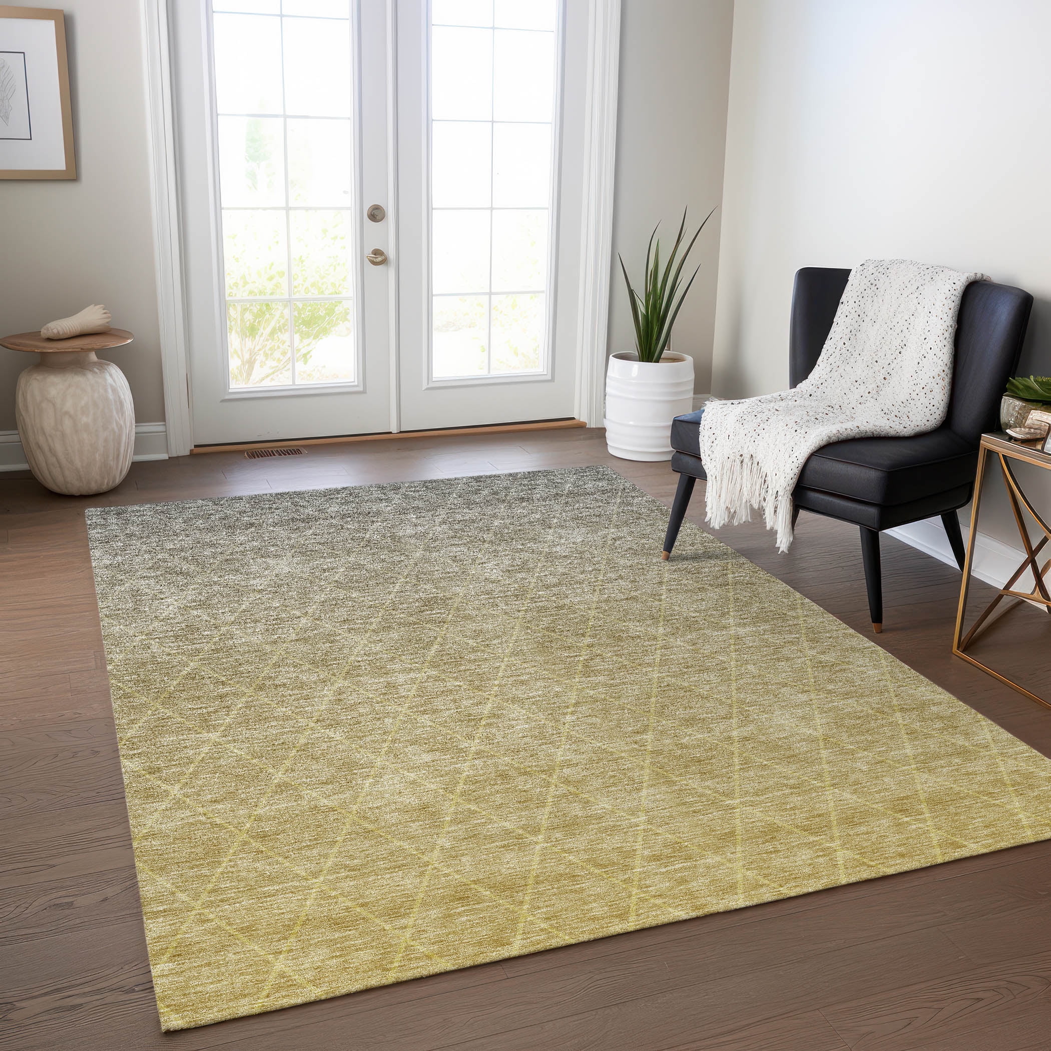 Addison Rugs Chantille Indoor/Outdoor Transitional Geometric Gold ...