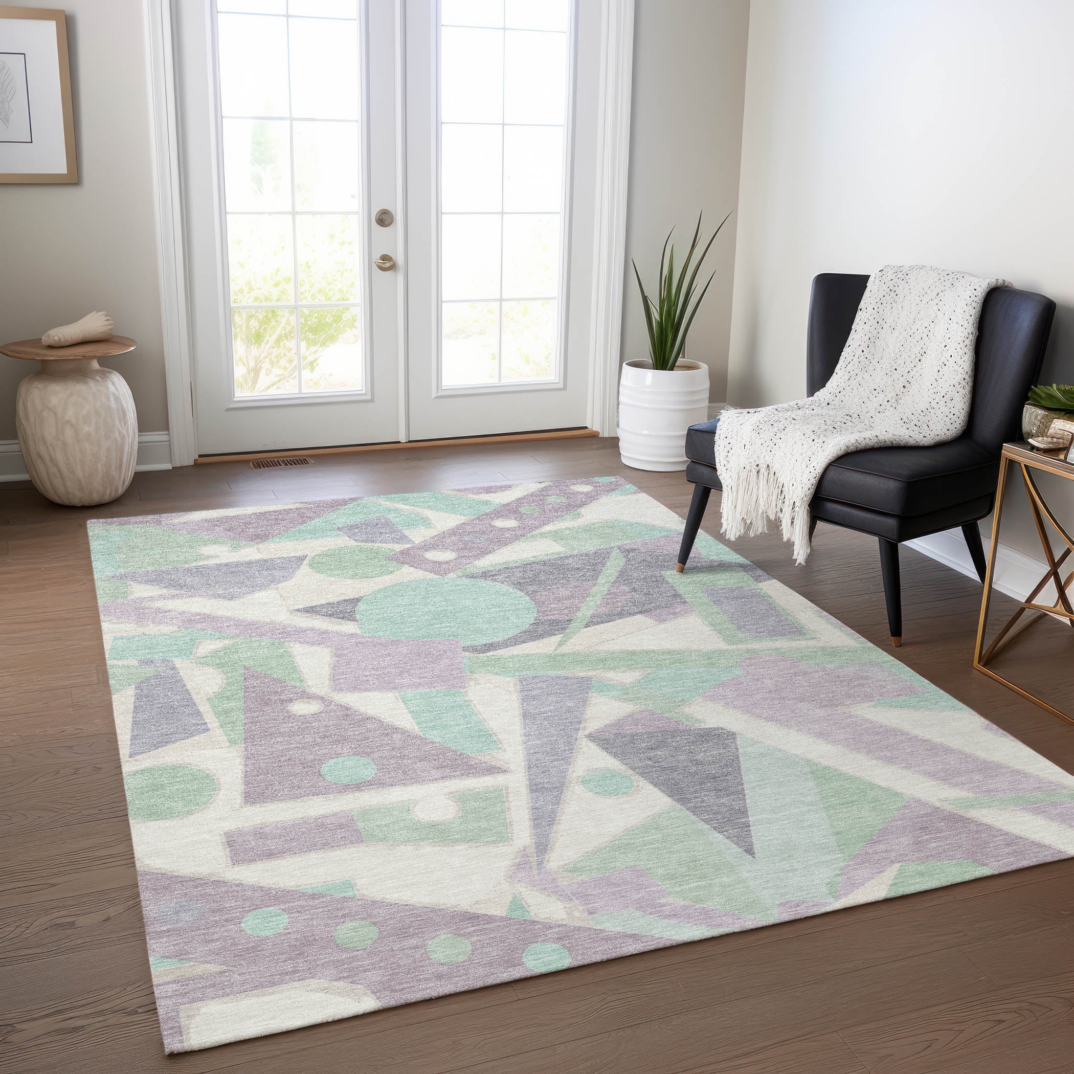 Addison Rugs Chantille Indoor/Outdoor Transitional Geometric Lilac ...
