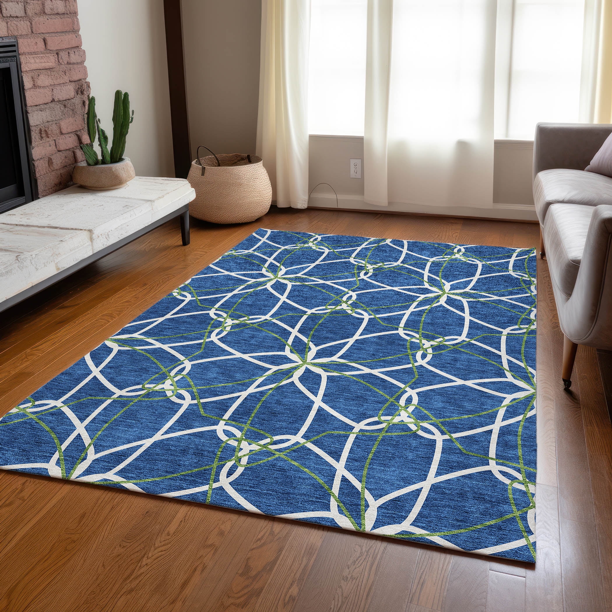 Addison Rugs Chantille Indoor/Outdoor Transitional Geometric Navy ...