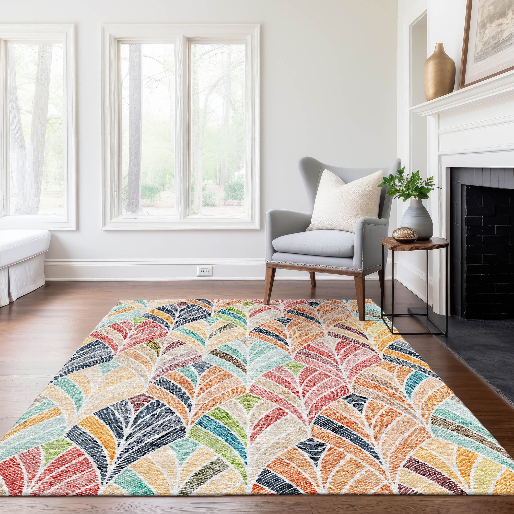 Addison Rugs Chantille Indoor/Outdoor Transitional Geometric Orange ...