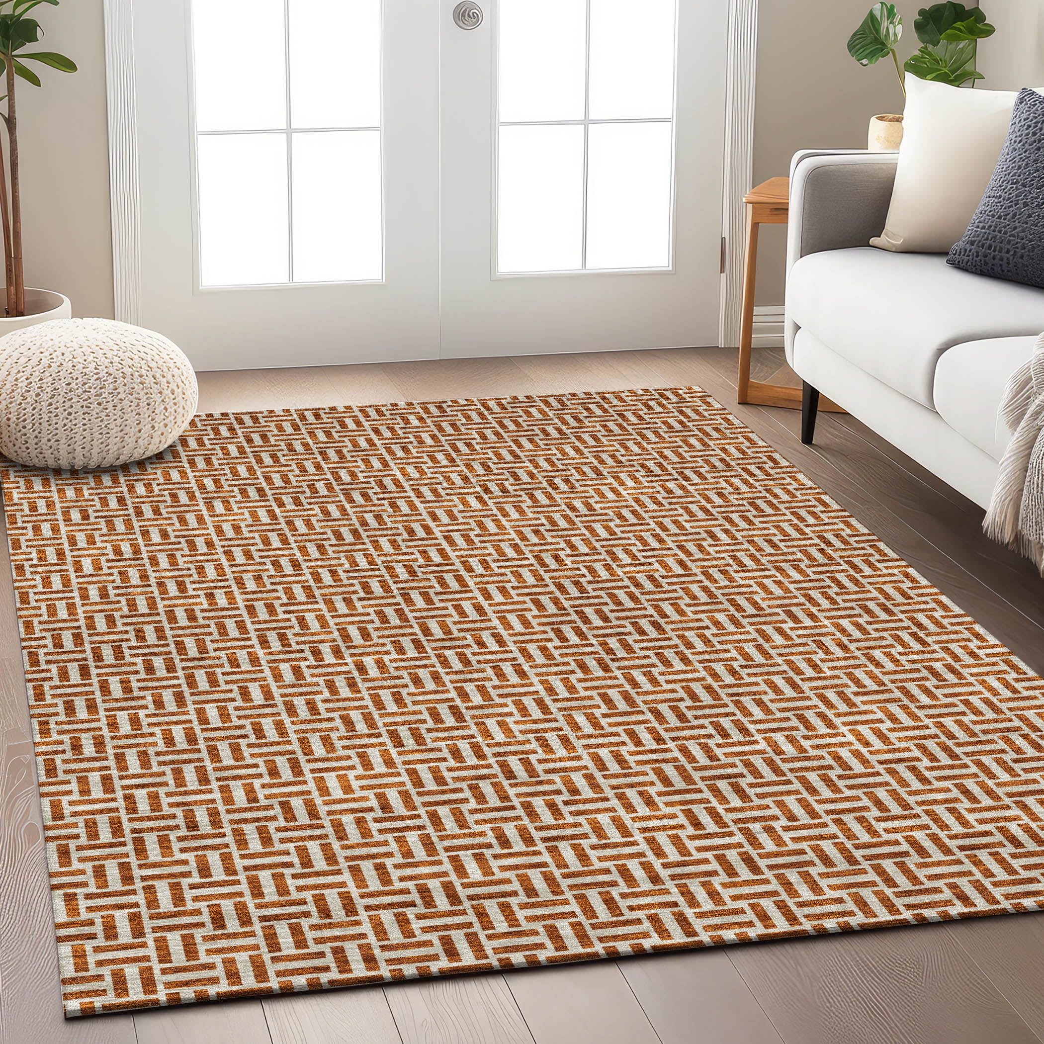 Addison Rugs Chantille Indoor/Outdoor Transitional Geometric Paprika ...