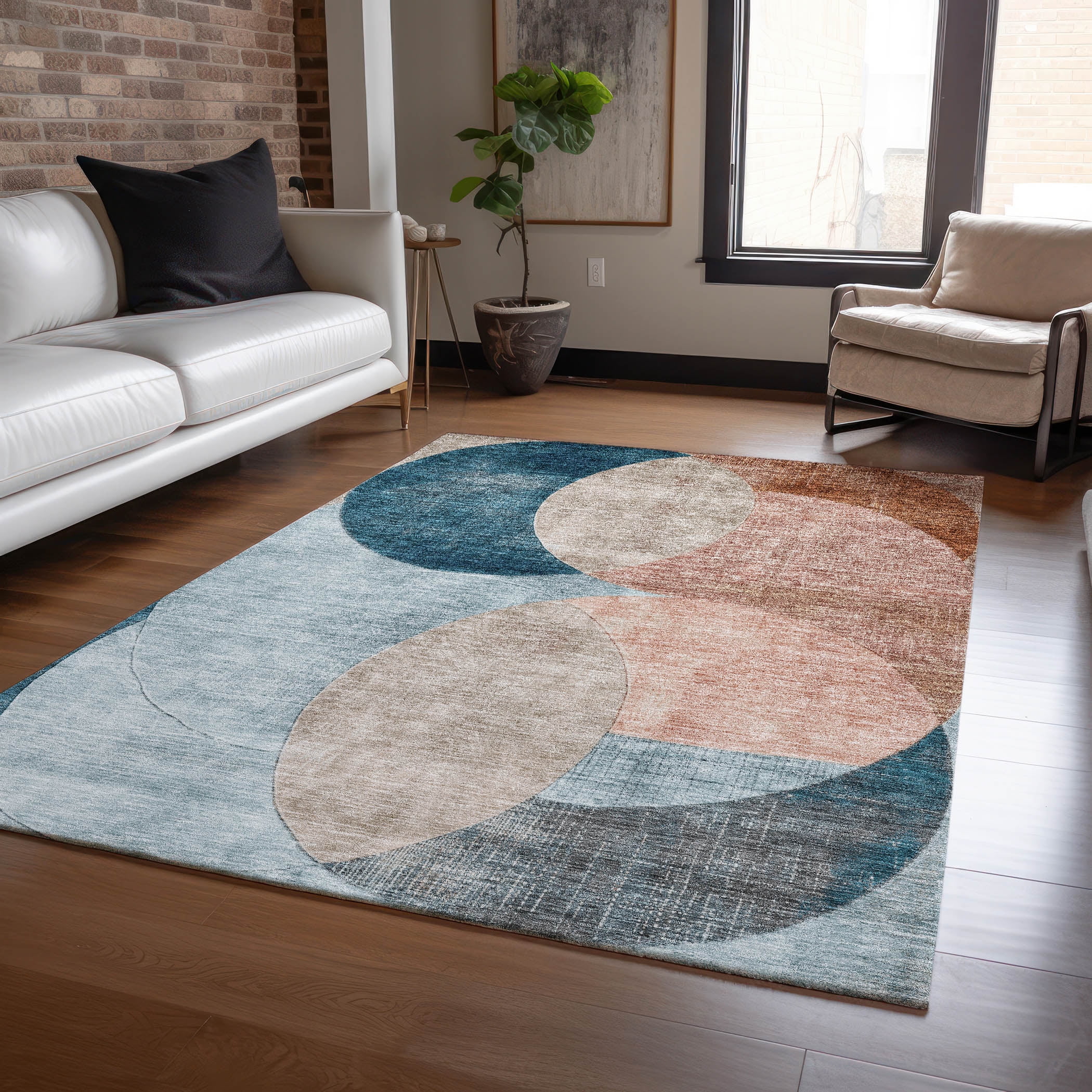 Addison Rugs Chantille Indoor/Outdoor Transitional Geometric Rust ...