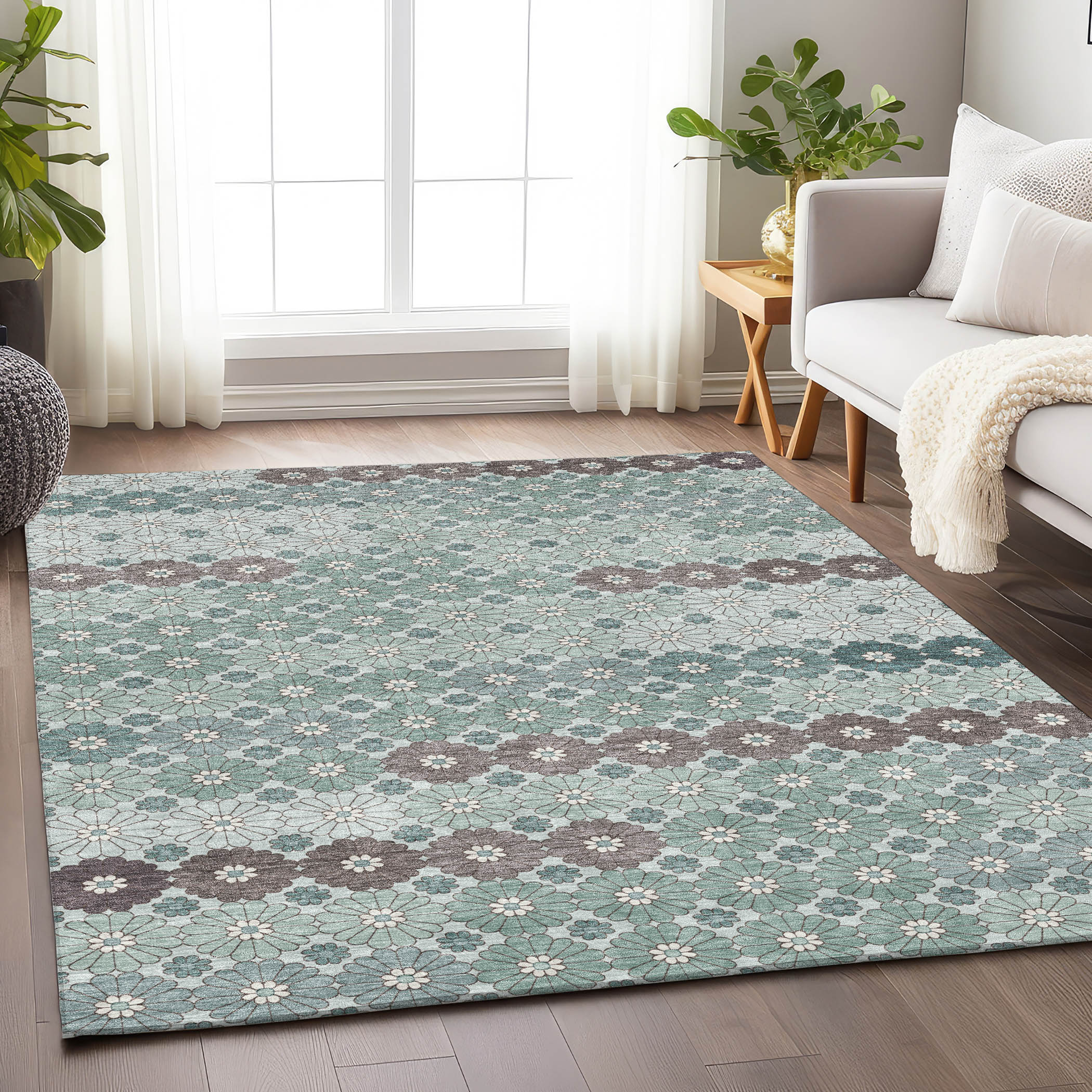 Addison Rugs Chantille Indoor/Outdoor Transitional Geometric Teal ...
