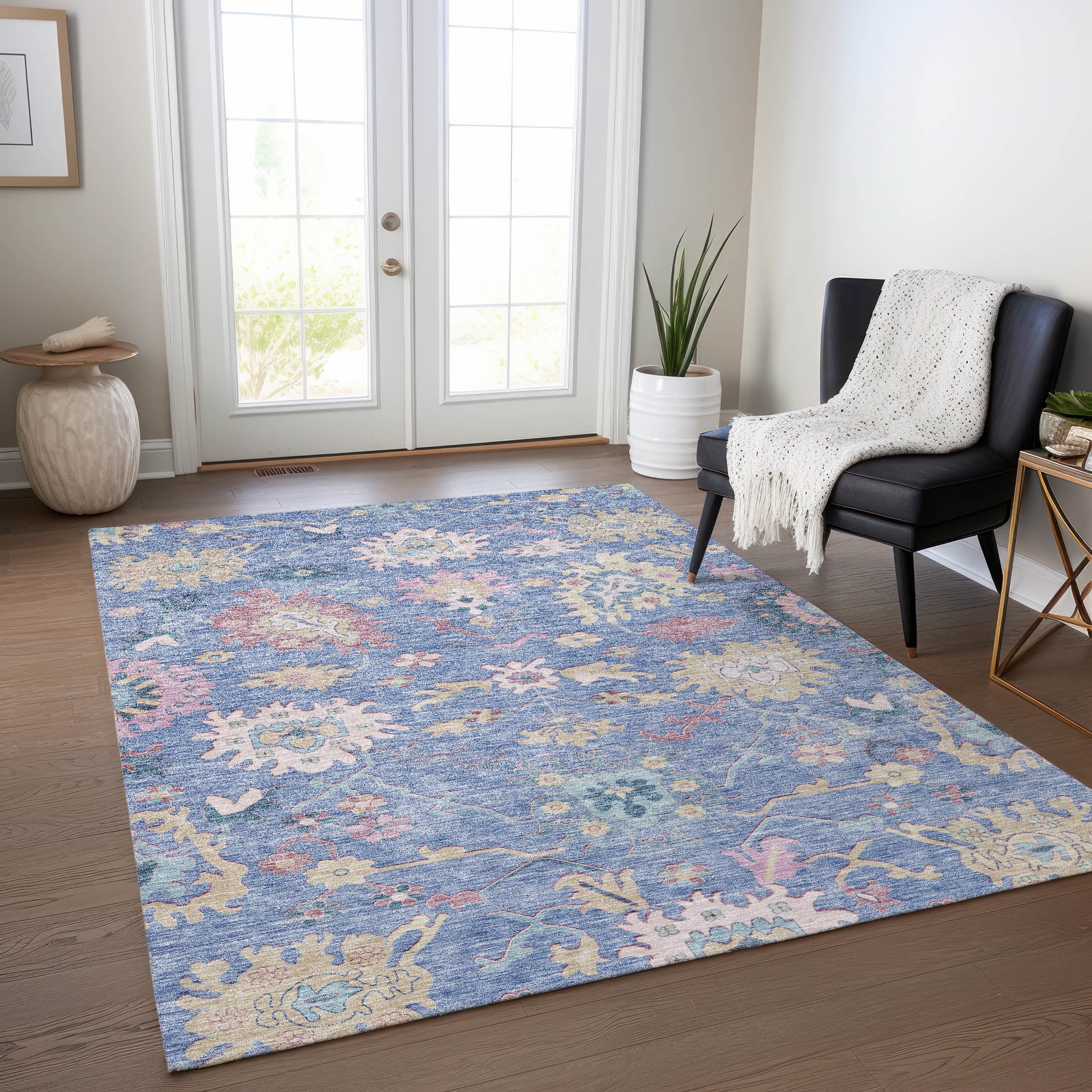Addison Rugs Chantille Indoor/Outdoor Transitional Global Blue Washable Rectangle Rug, 10' x 14 ...