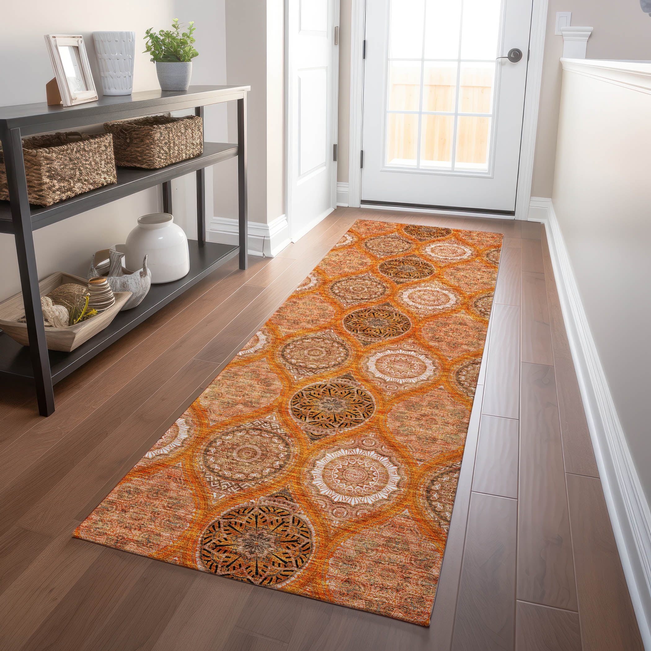 Addison Rugs Chantille Indoor/Outdoor Transitional Modern Orange Washable Runner Rug, 2'3" x 7'6 ...