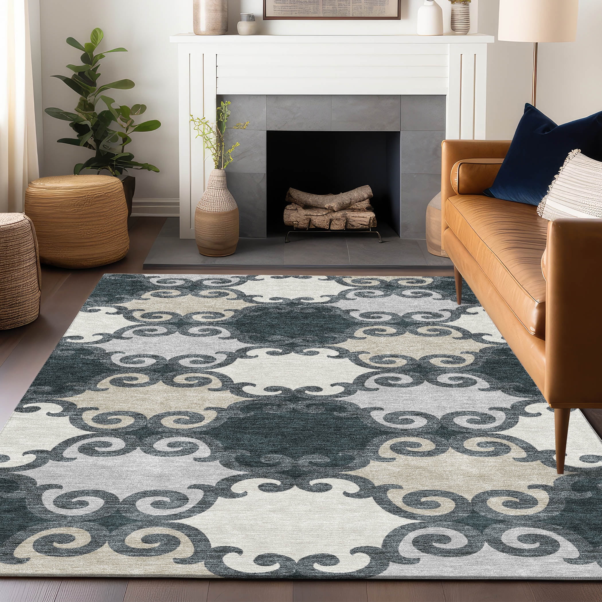Addison Rugs Chantille Indoor/Outdoor Transitional Scrolls Gray ...