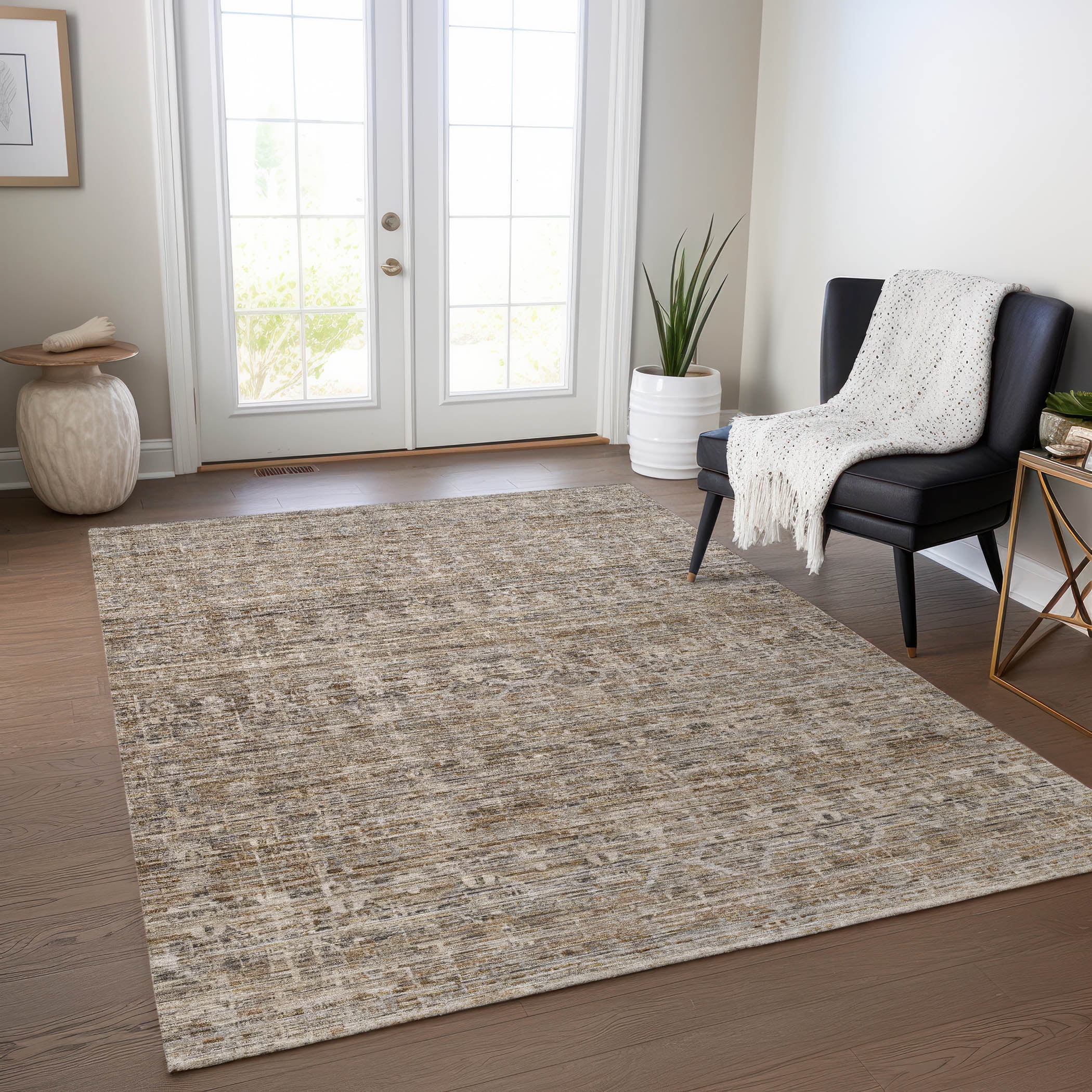 Addison Rugs Chantille Indoor/Outdoor Transitional Stripe Brown Machine ...