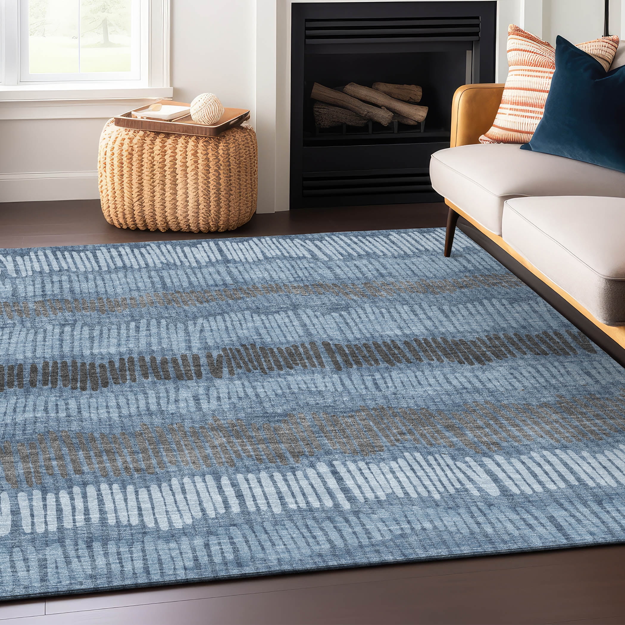 Addison Rugs Chantille Indoor/Outdoor Transitional Stripes Blue ...