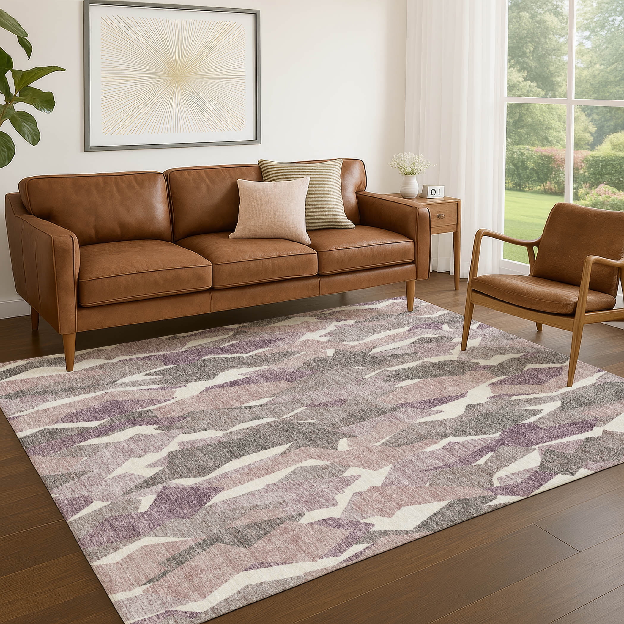 Addison Rugs Chantille Indoor/Outdoor Transitional Stripes Blush ...