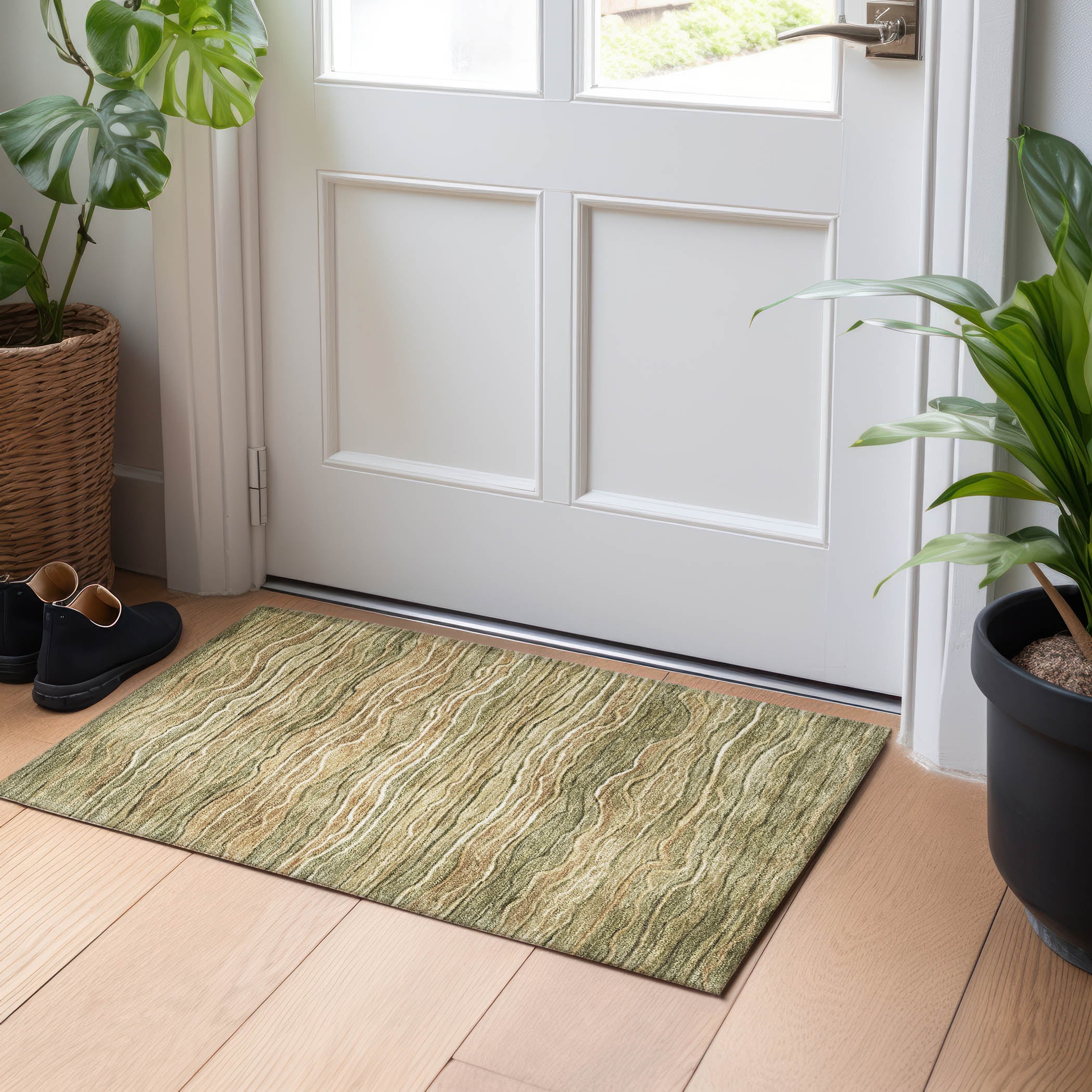 Addison Rugs Chantille Indoor/Outdoor Transitional Stripes Fern ...