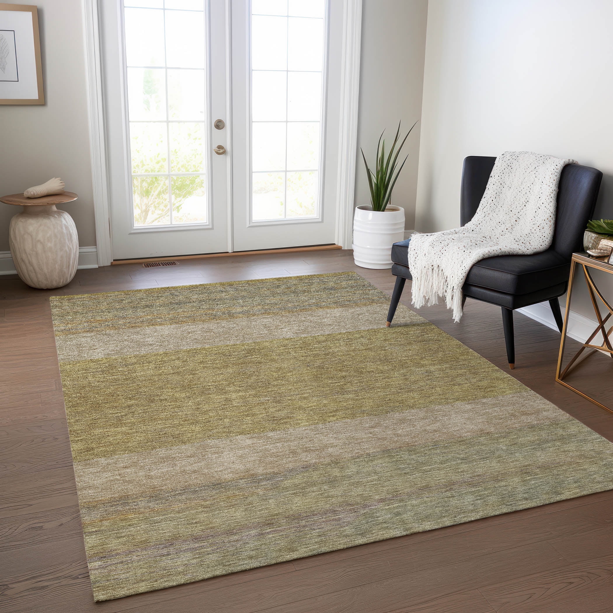 Addison Rugs Chantille Indoor/Outdoor Transitional Stripes Wheat ...