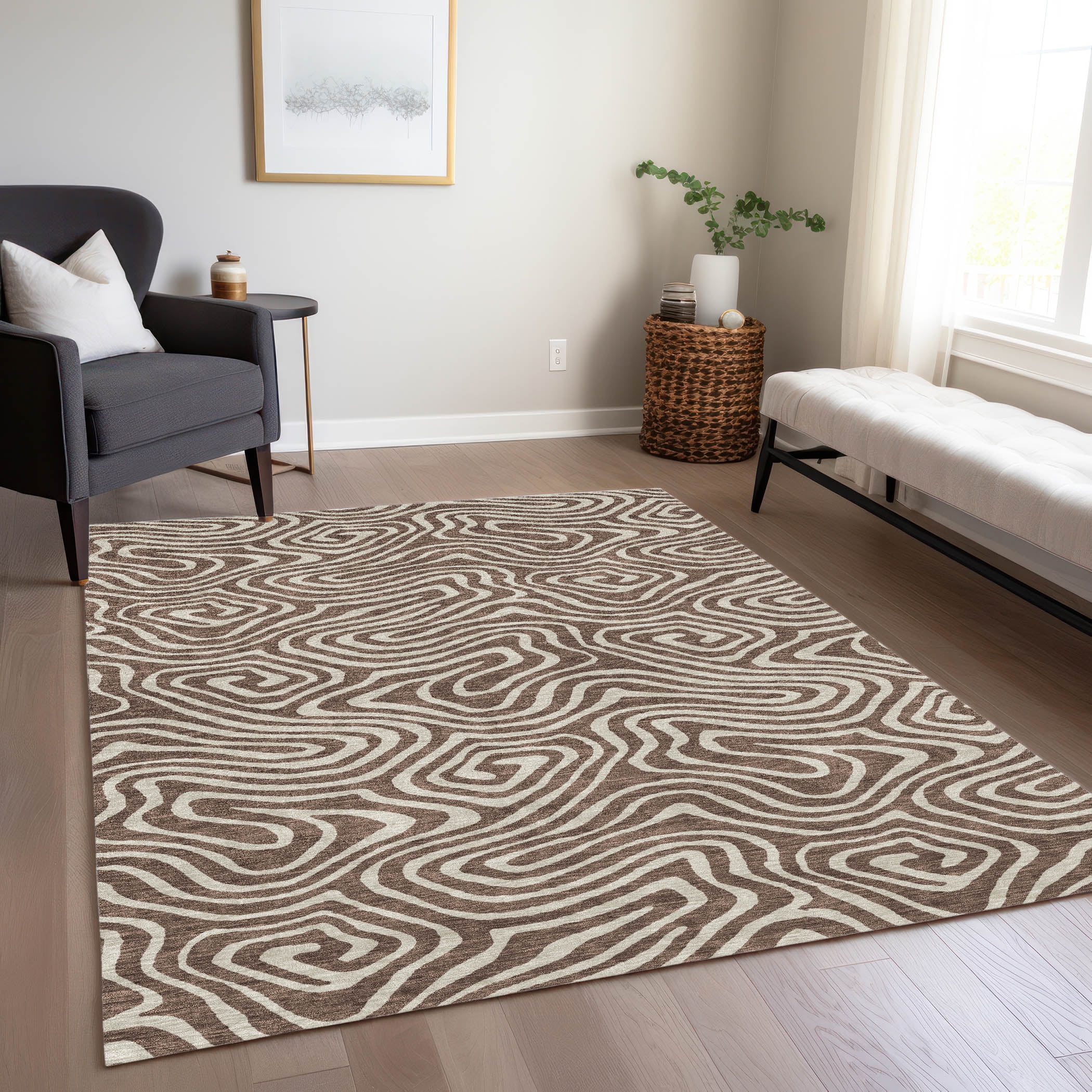 Addison Rugs Chantille Indoor/Outdoor Transitional Swirls Brown ...