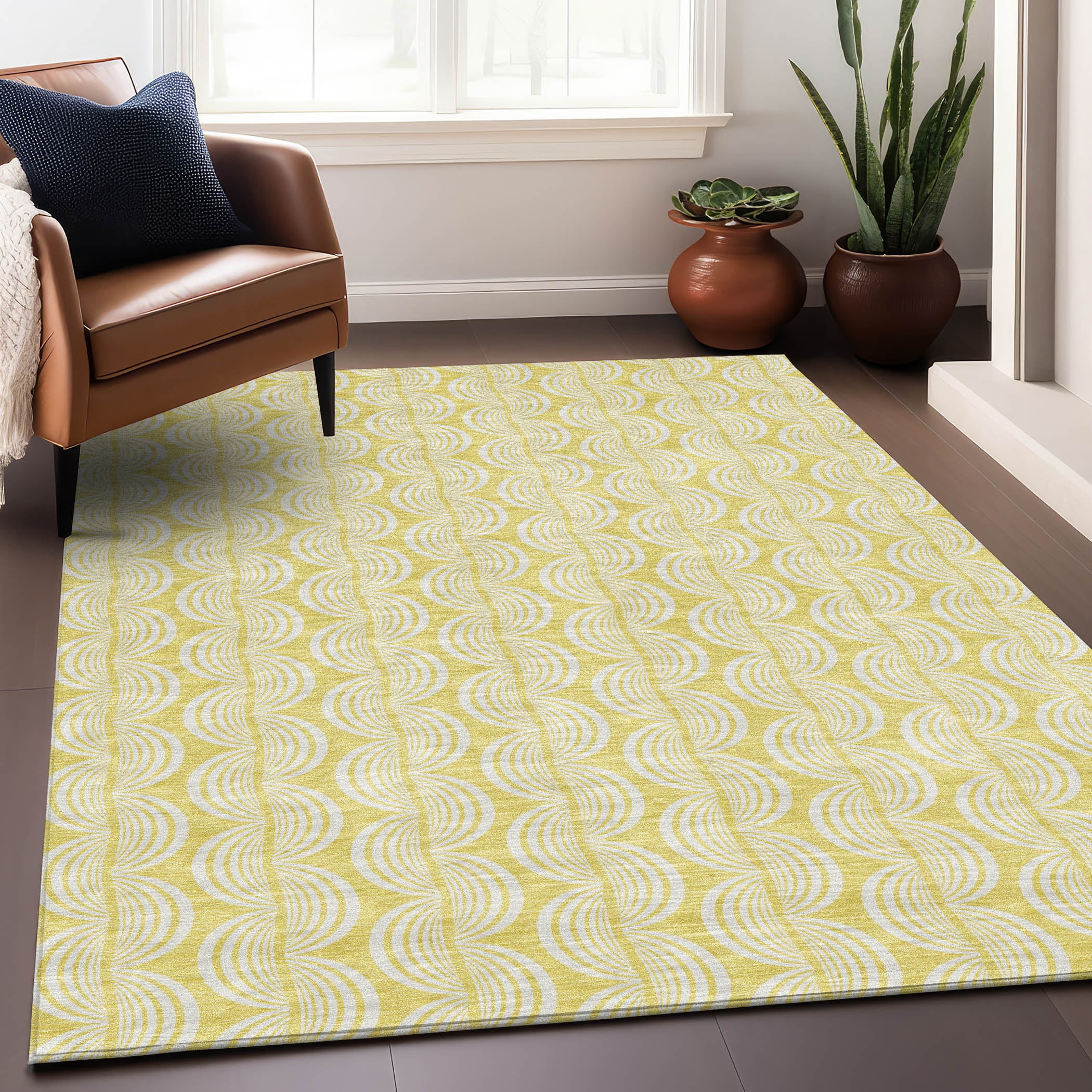 Addison Rugs Chantille Indoor/Outdoor Transitional Swirls Yellow ...