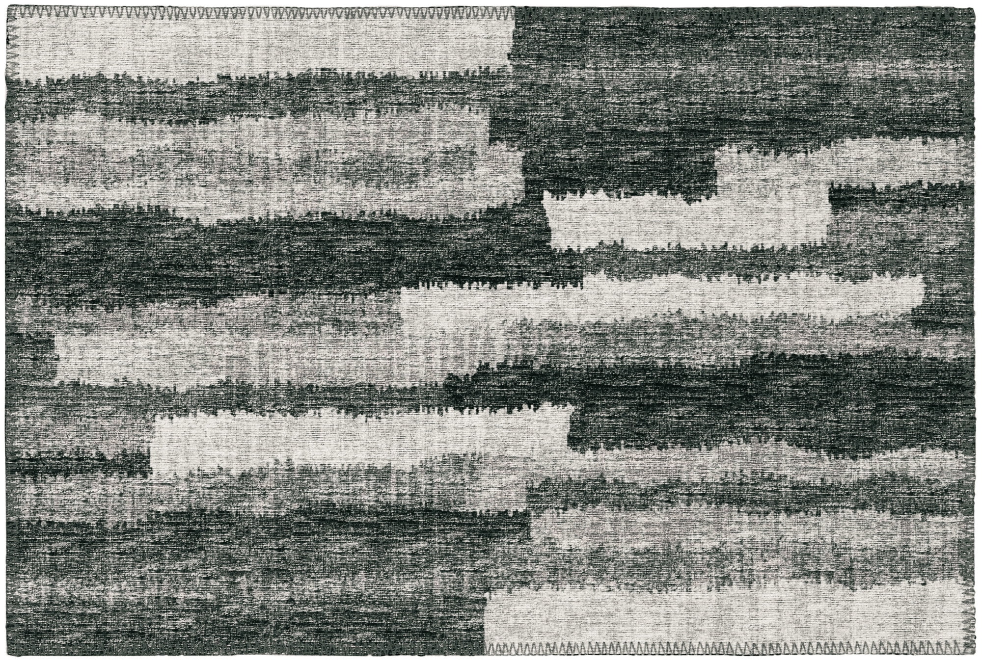 Bravado Indoor/Outdoor Black Modern Color Block 1'8" x 2'6" Non-Skid Accent Rug - Walmart.com