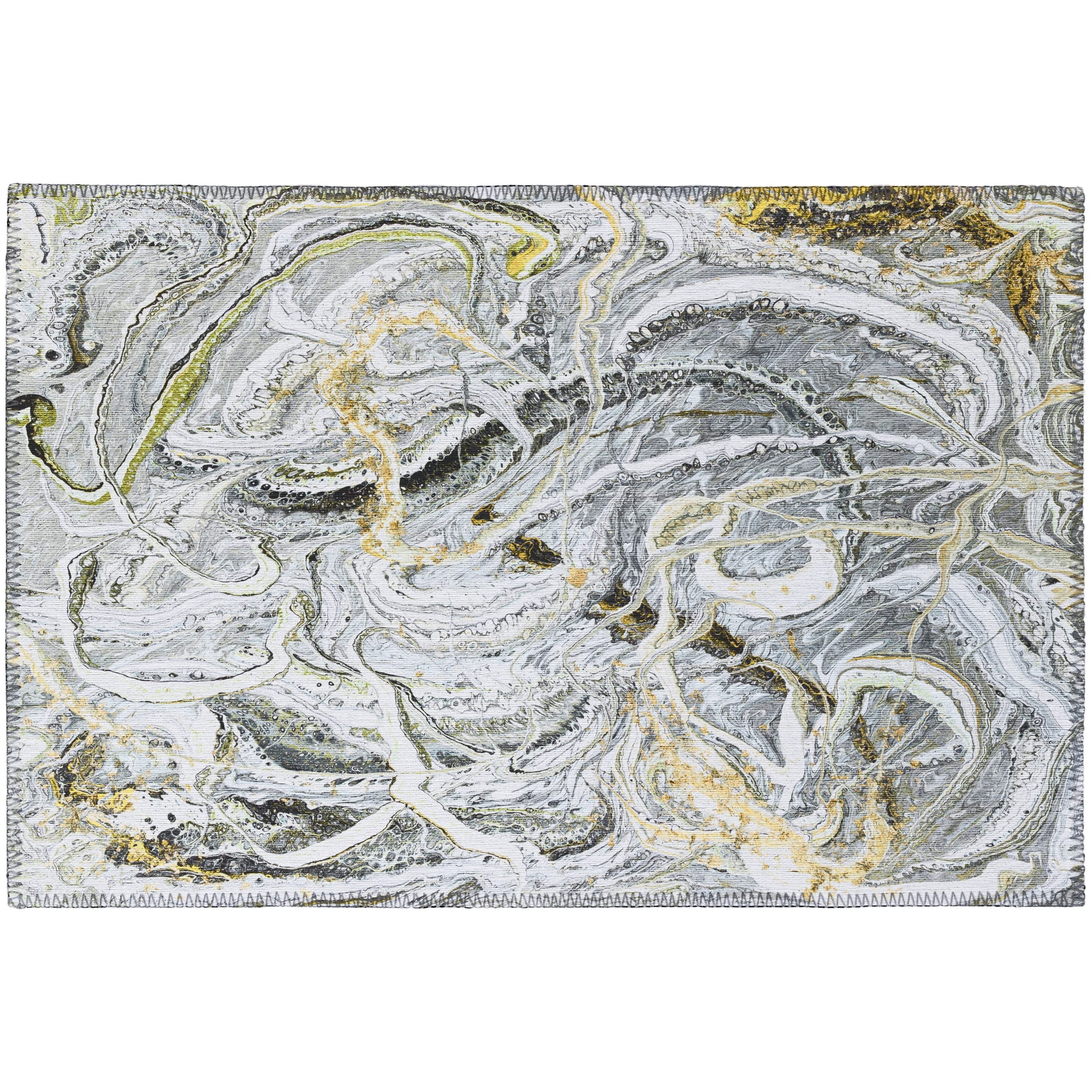 Karina Ivory Contemporary Artistic Color Splash 1'8" x 2'6" Non-Skid ...
