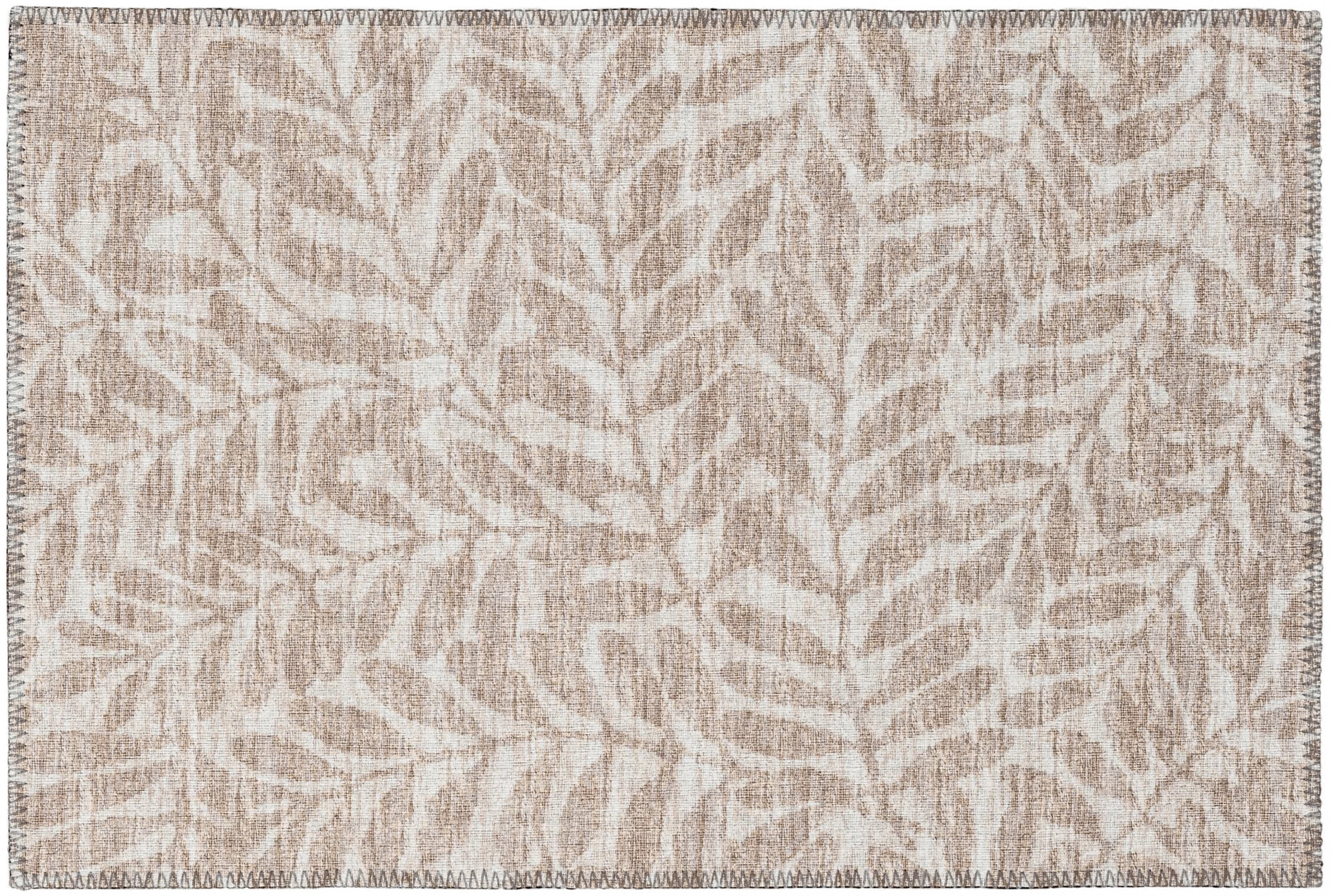 Yuma Indoor/Outdoor Beige Bohemian Tropical Leaves 1'8" x 2'6" Non-Skid ...