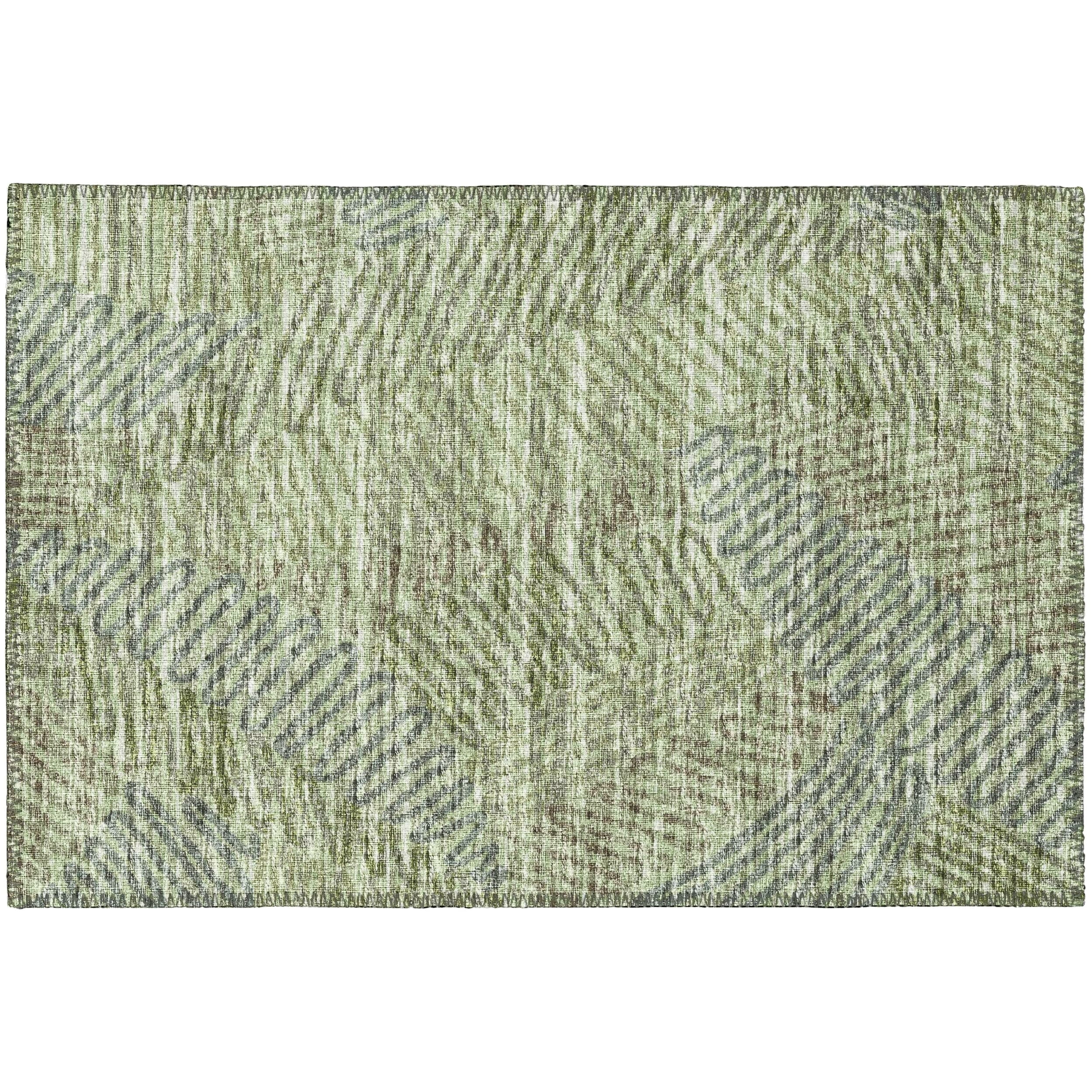 Yuma Indoor/Outdoor Green Tropical Boho Leaves 1'8