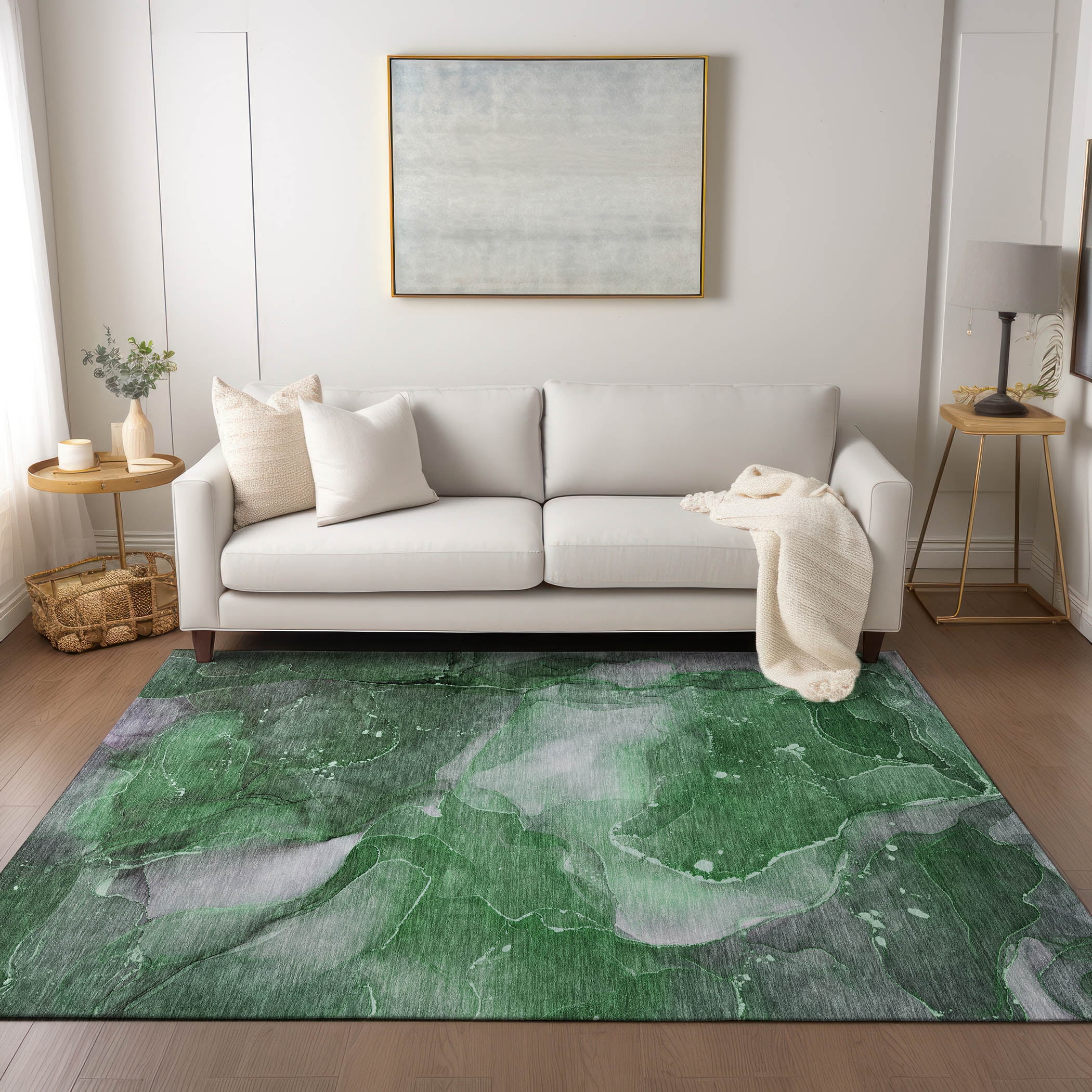 Addison Rugs Chantille Indoor/Outdoor Transitional Watercolors Emerald ...