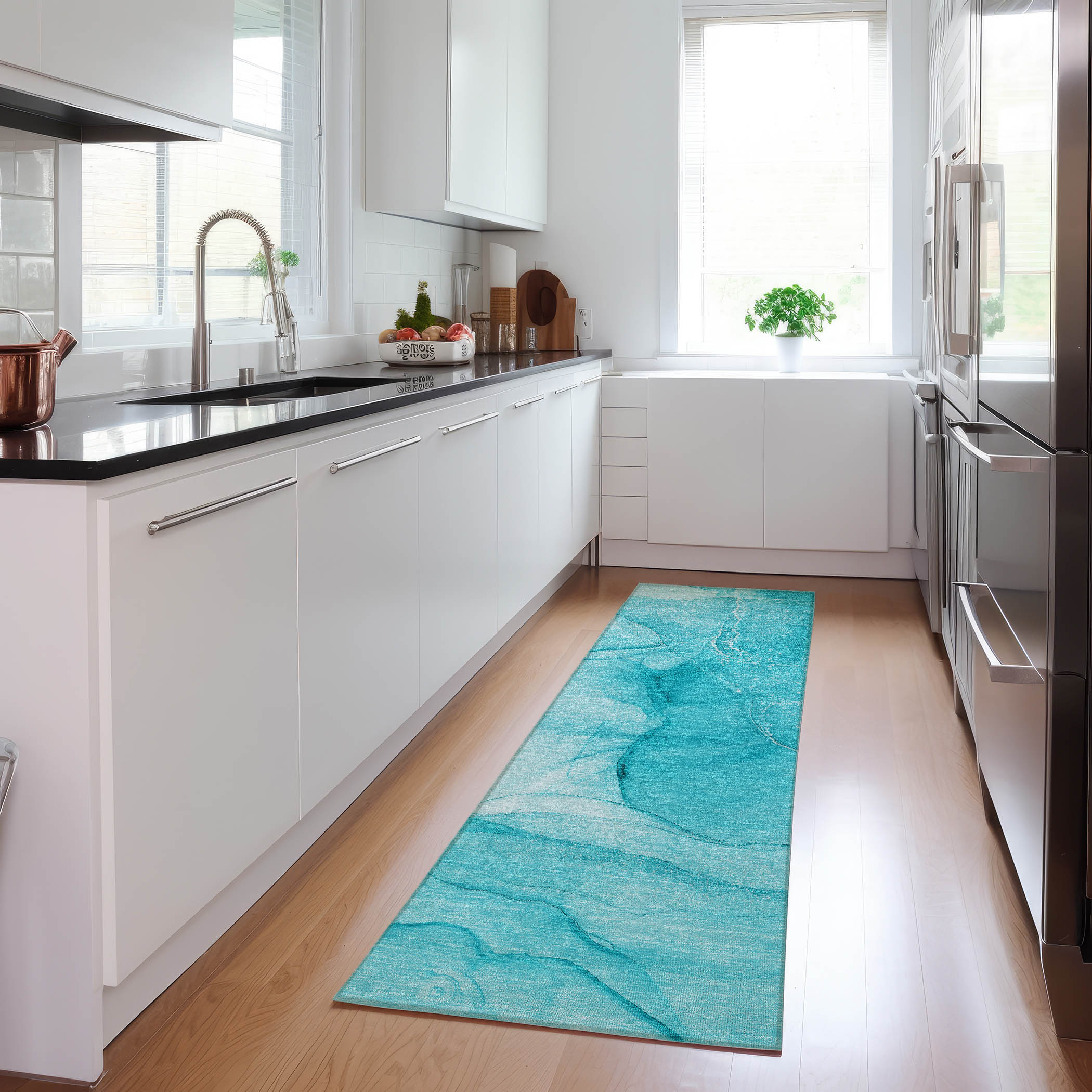 Addison Rugs Chantille Indoor/Outdoor Transitional Watercolors Teal ...