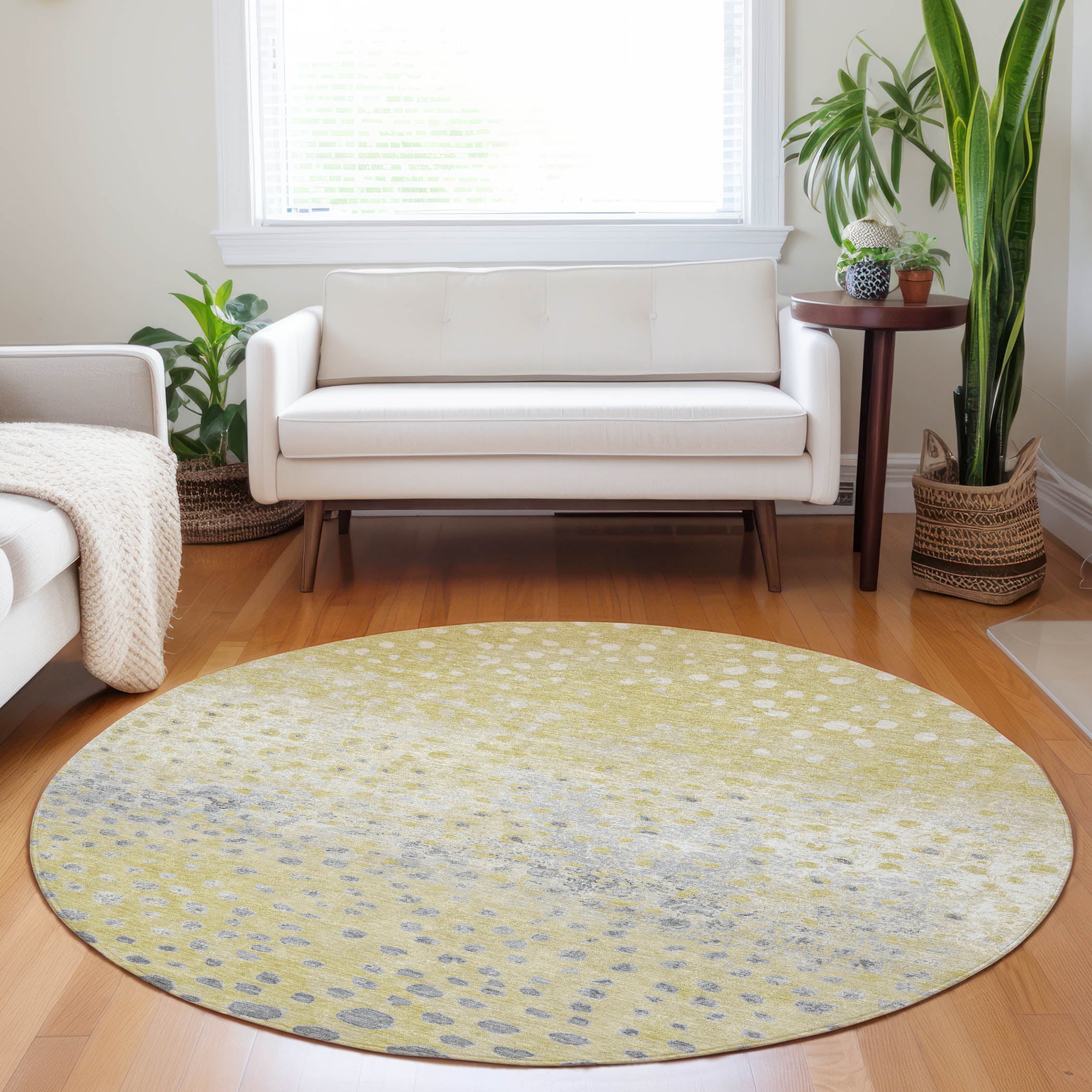 Addison Rugs Chantille Indoor/Outdoor Transitional Dots Gold Washable ...